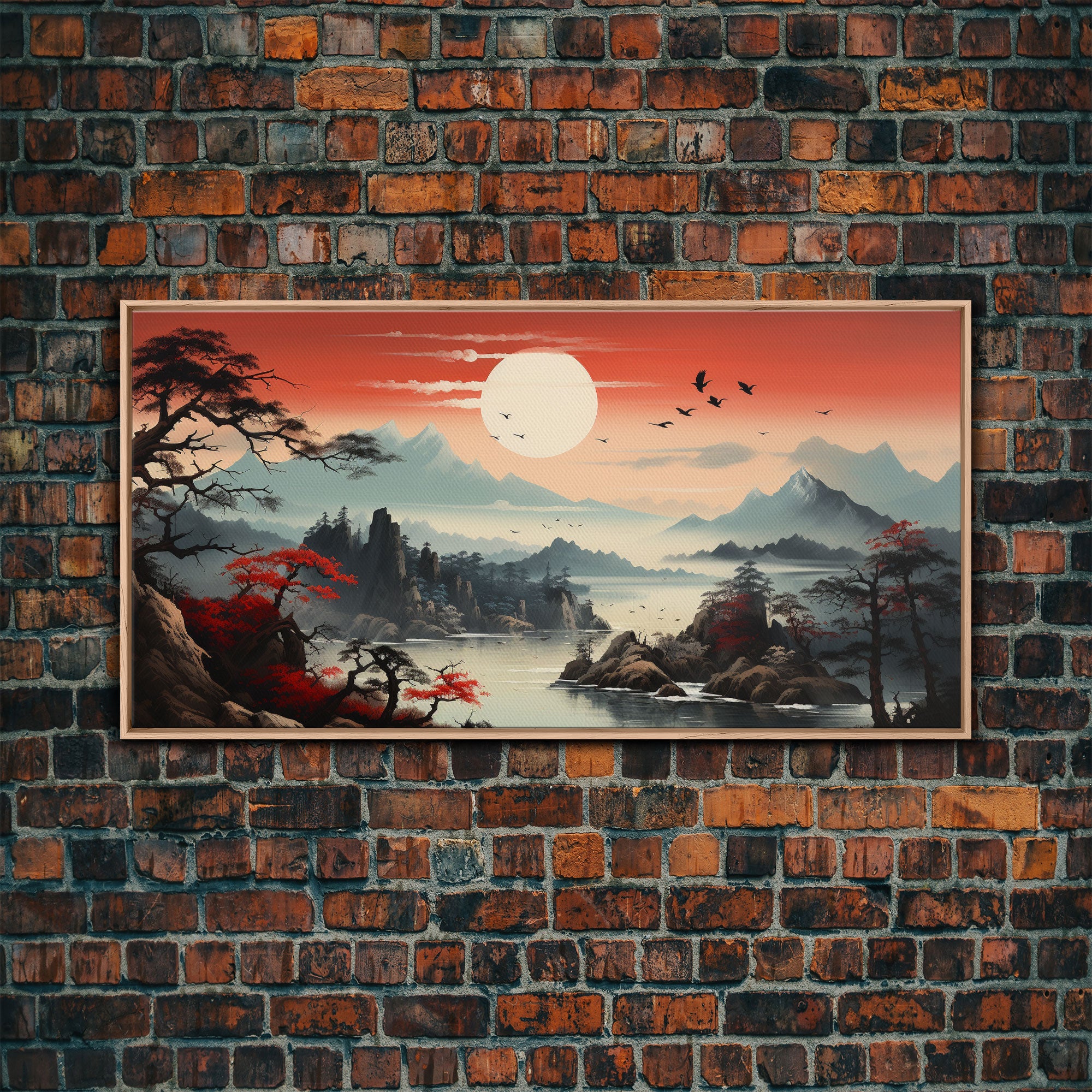 Japanese Art, Sun Wall Art, Asian Wall Art, Japanese Landscape, Panora – NuevArt