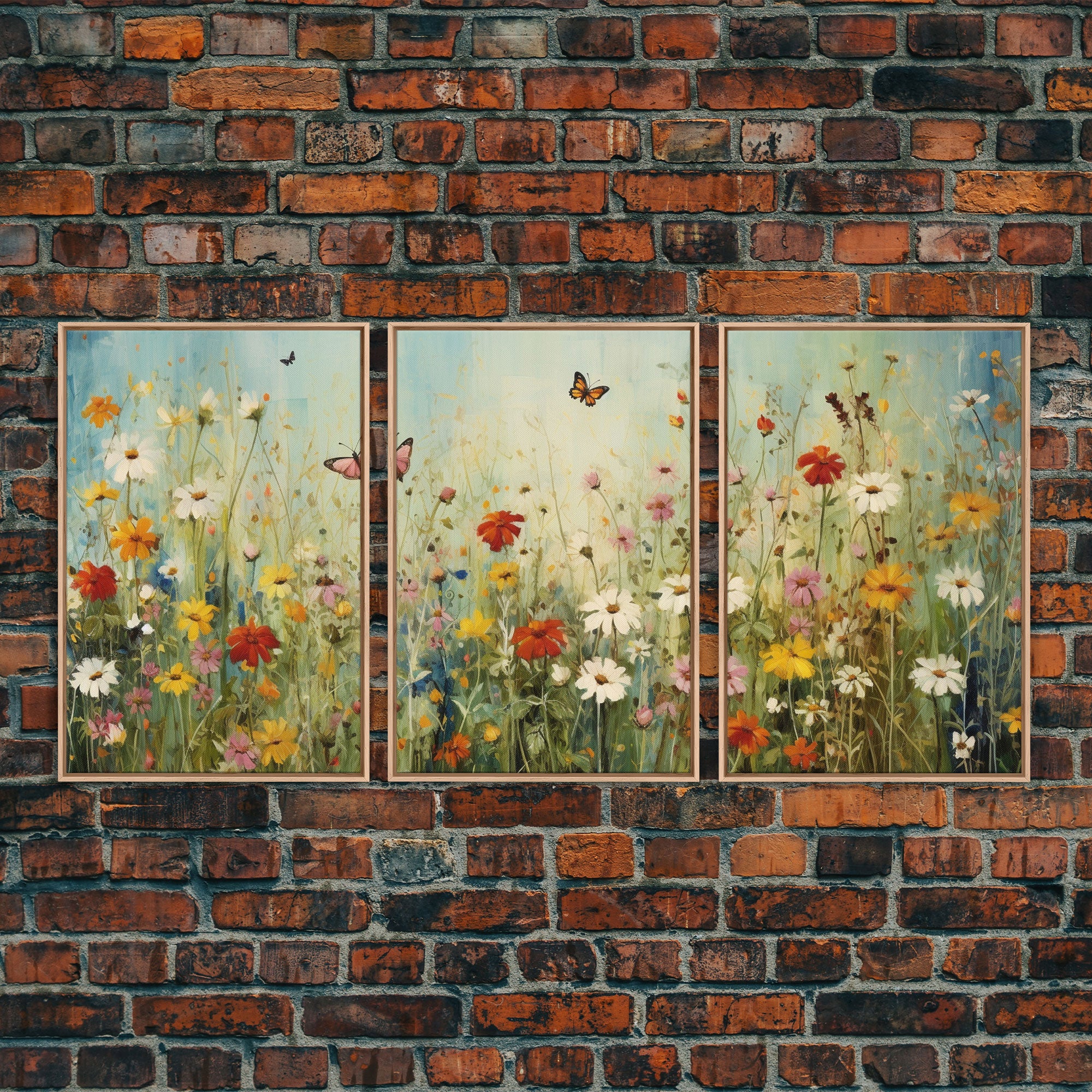 Beautiful Wildflowers Triptych, Wild Flower Art, Watercolor Floral Fra – NuevArt
