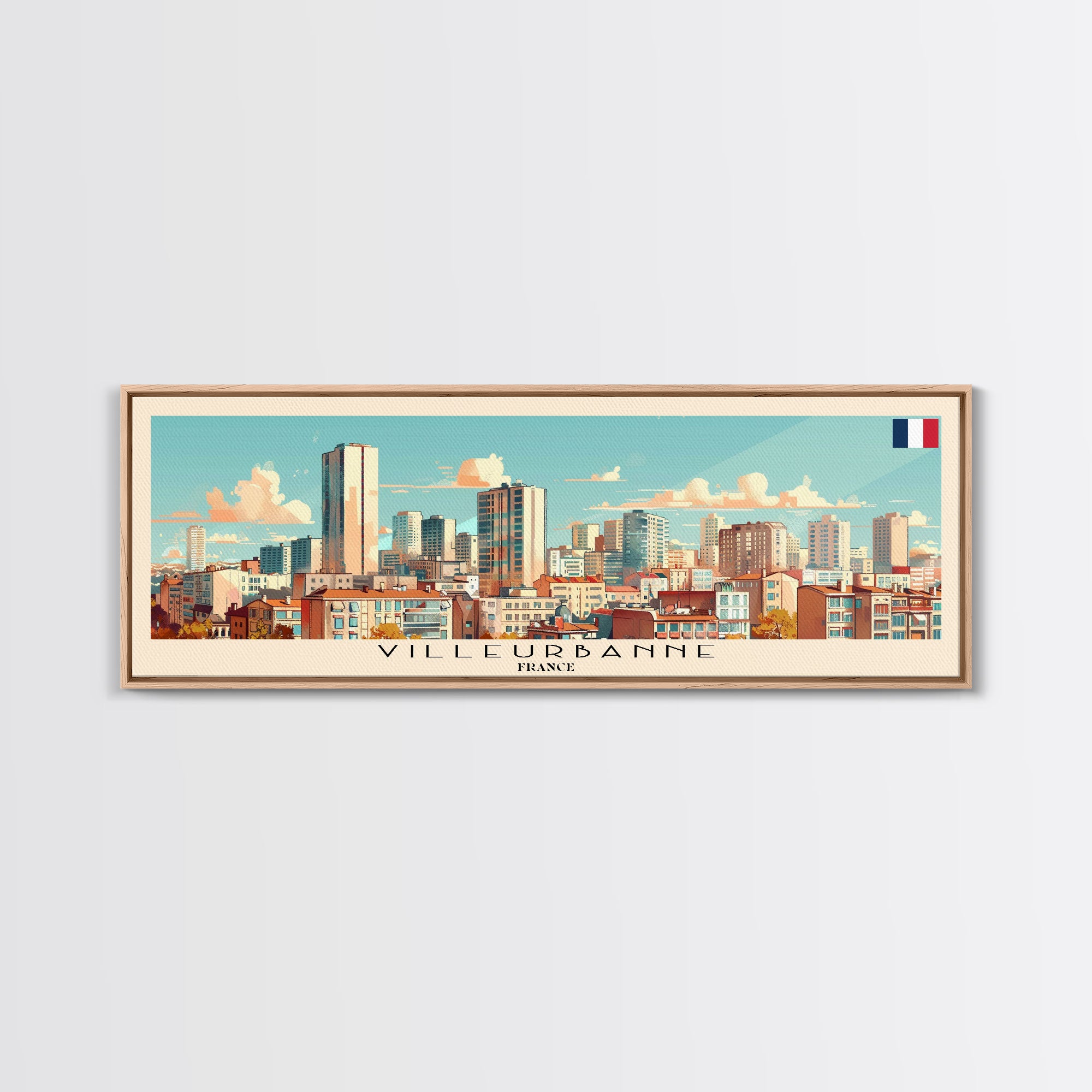 Villeurbanne France Panoramic Travel Poster, Framed Canvas Print or Me ...