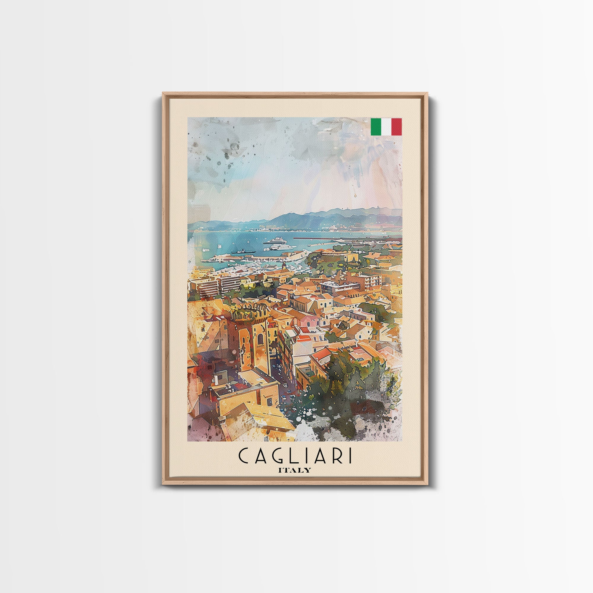 Cagliari Italy Travel Poster Framed Canvas Print, Wall Art, Home Decor – NuevArt