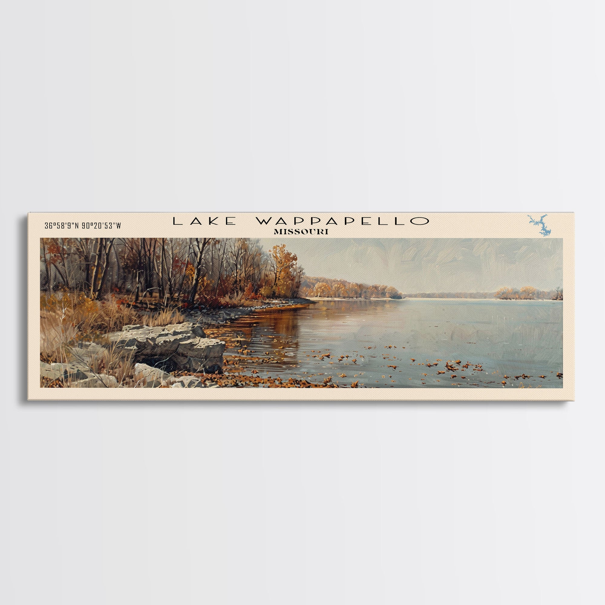 Lake Wappapello Missouri Framed Canvas Print, Lake House Decor, Panora ...