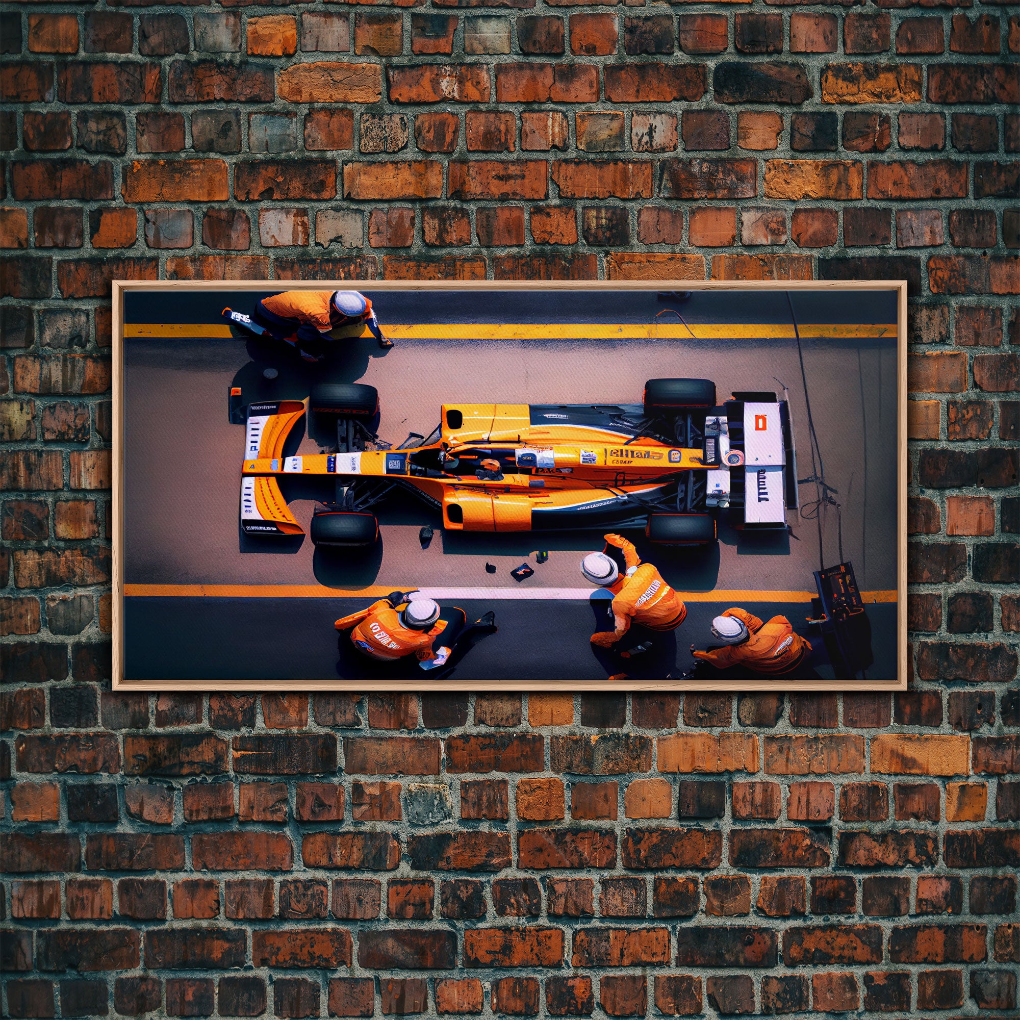 Formula 1 canvas wall art, Car racing art, F1 Pit Stop framed canvas p ...