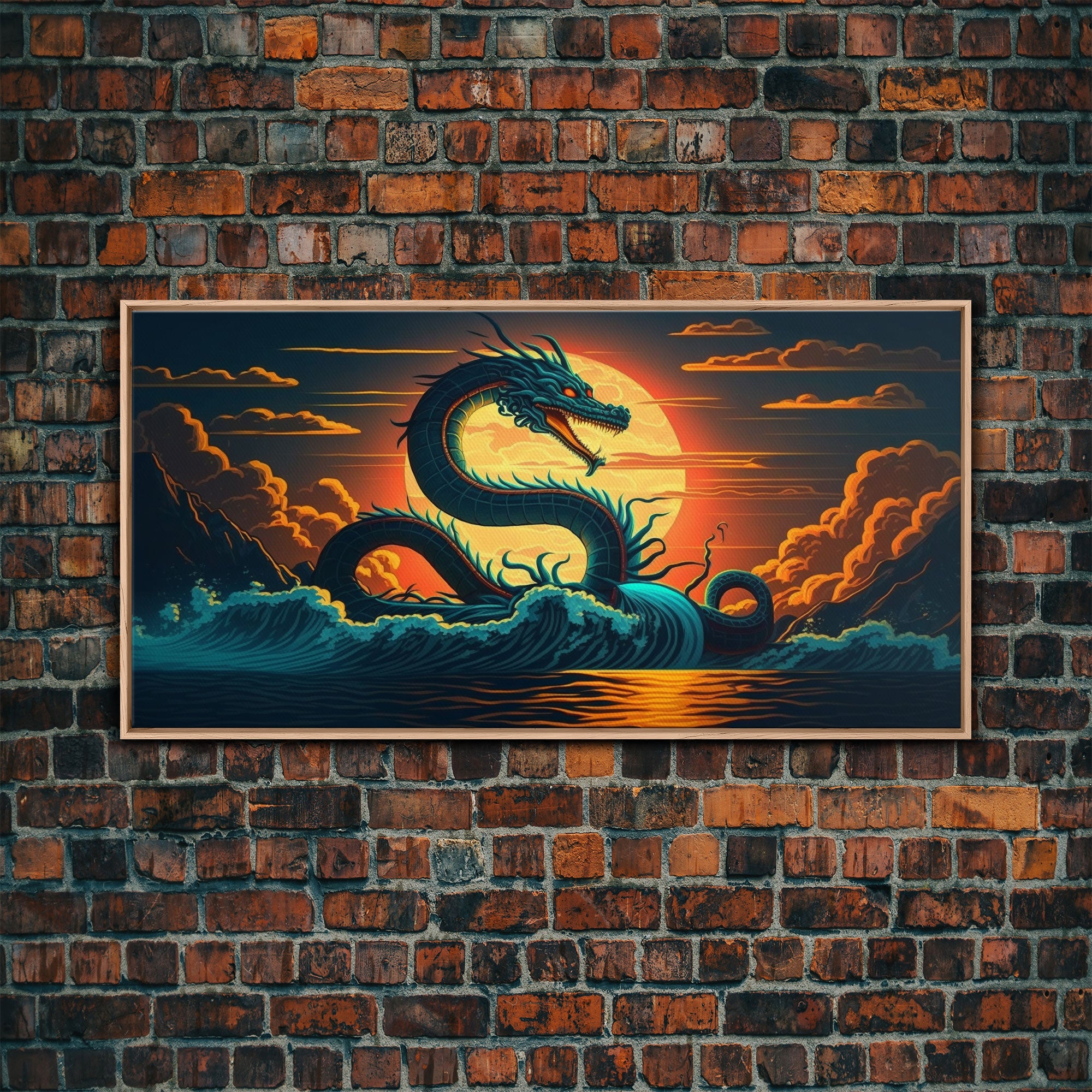Jormungandr The Sea Serpent, Pop Art, Framed Canvas Print, Fantasy Art ...