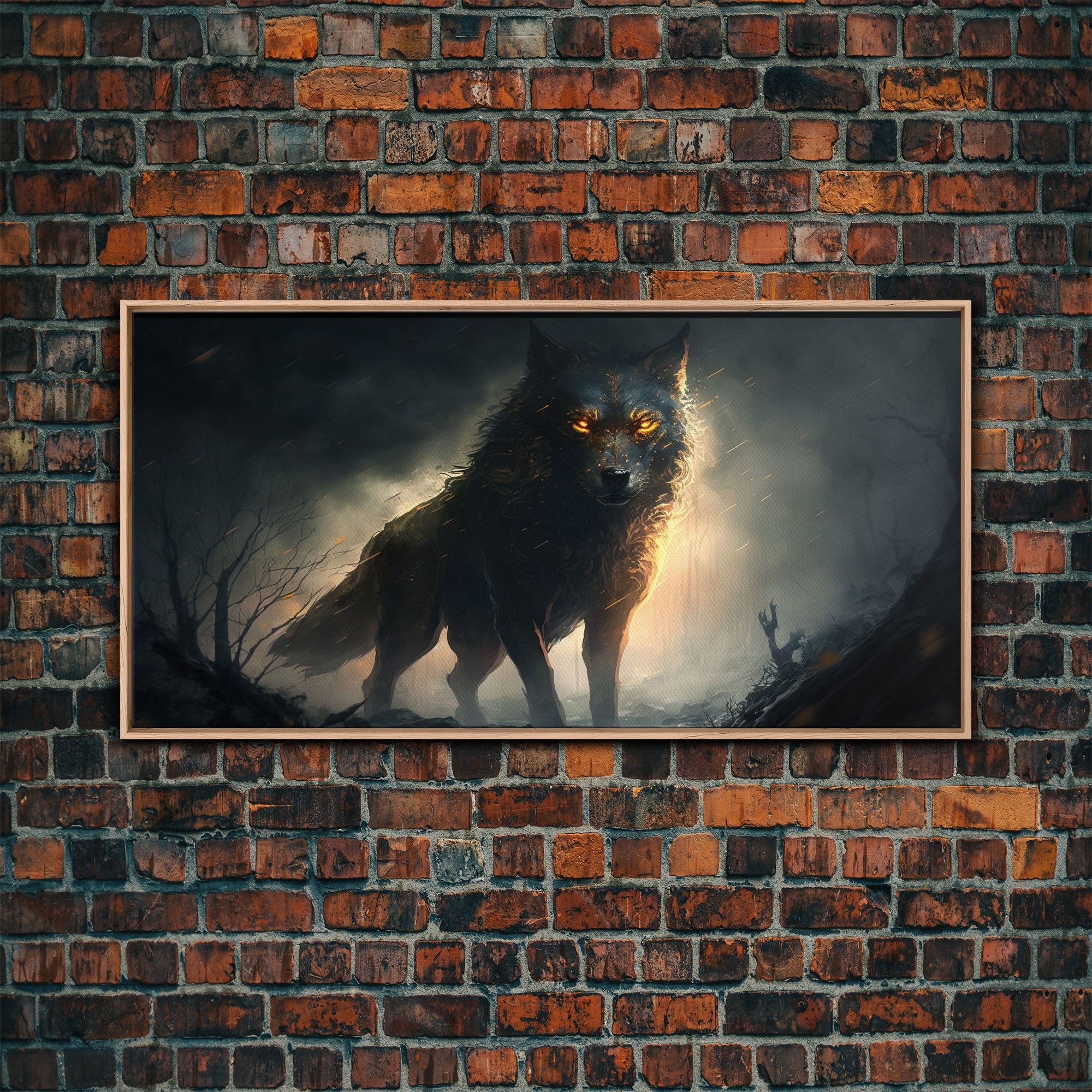 The Great Wolf Fenrir, Framed Canvas Print, Norse Mythology, Fantasy A ...