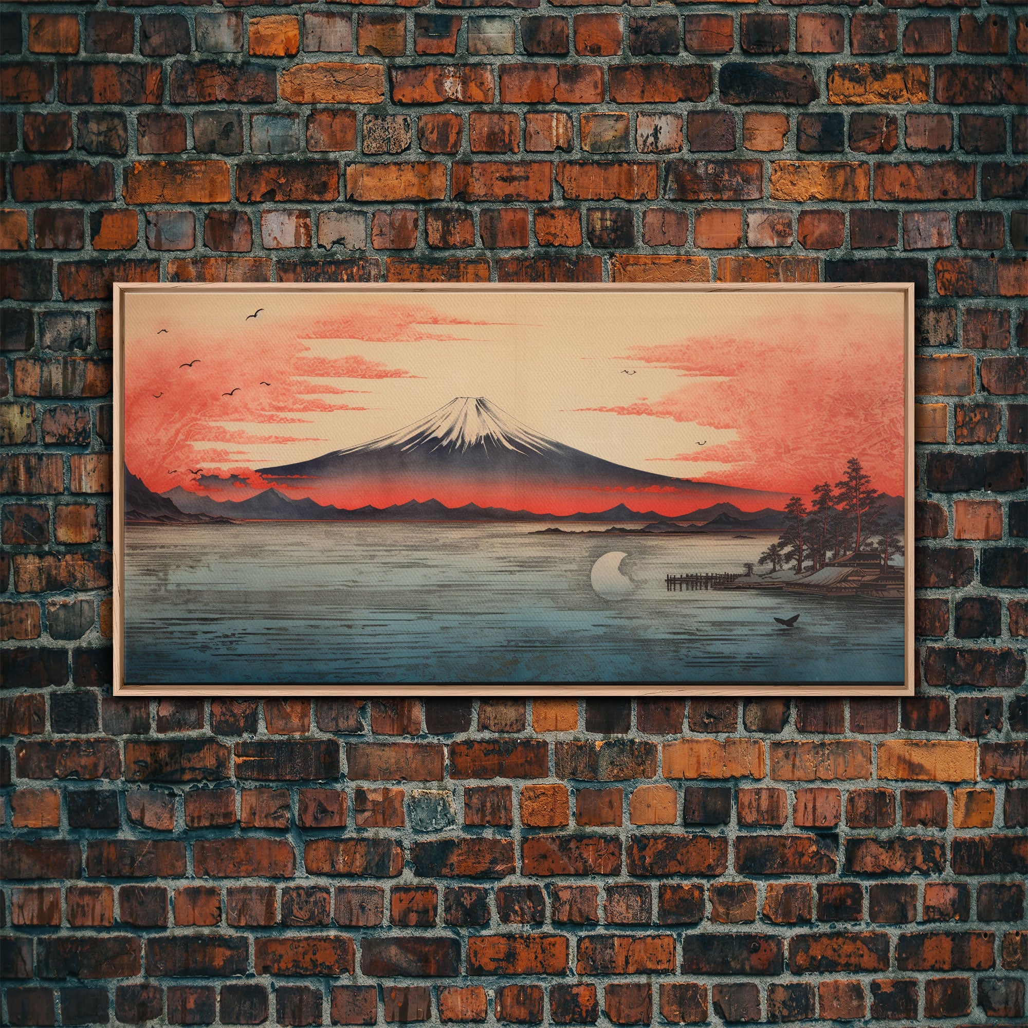 Volcano, Japanese Art, Asian Landscape, Panoramic Art, Wall Art, Canva ...