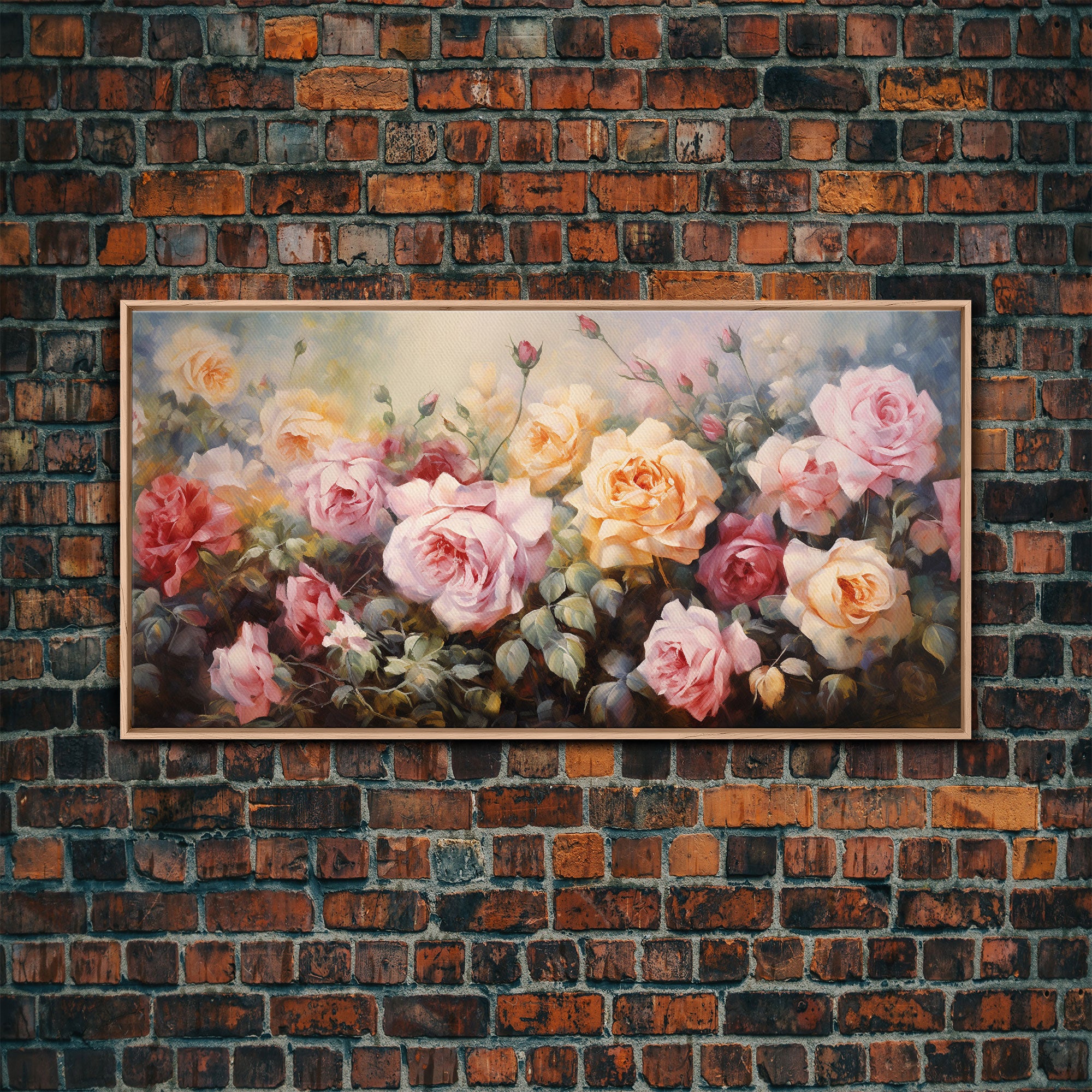 Roses Wall Art, Floral Art Print, Botanical Wall Art, Panoramic Art, W ...
