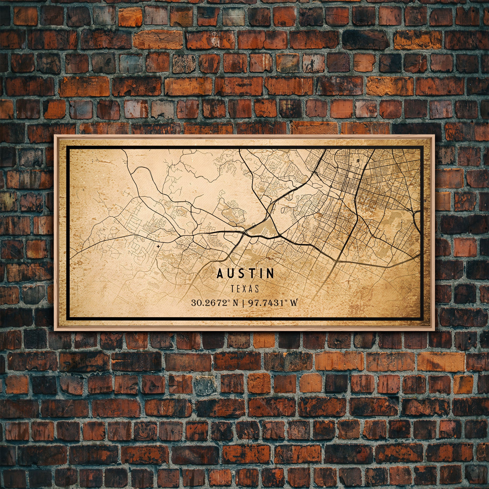 Austin Map Print Canvas or Poster, Texas Map Art, Texas Map Print, Vin ...