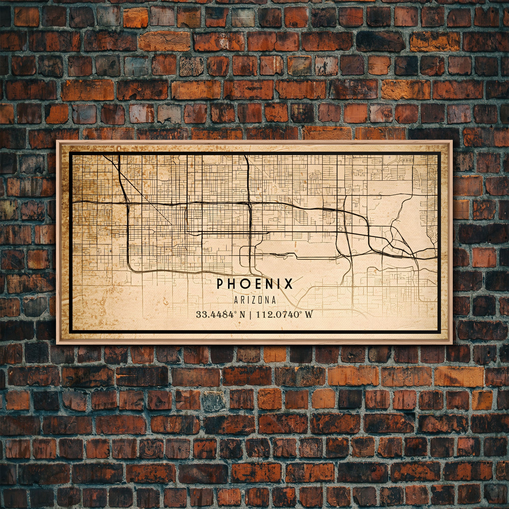 Phoenix Arizona Street Map, Framed Canvas Art, Arizona United States R ...