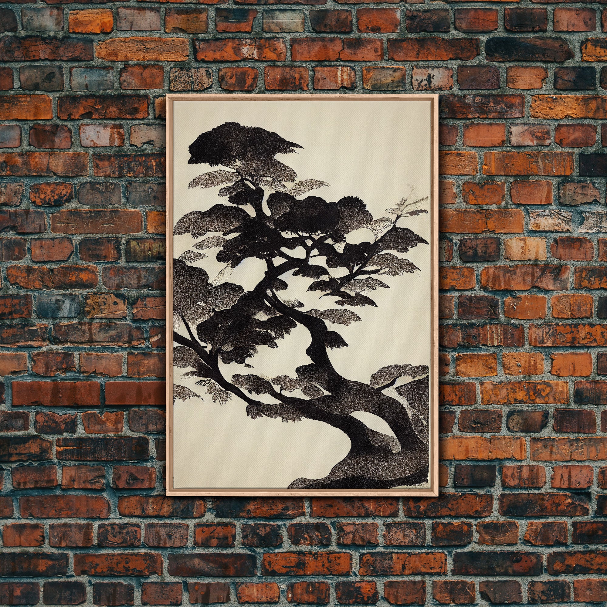 Black and White Japanese Maple Tree, Framed Canvas Print, Ready To Han ...