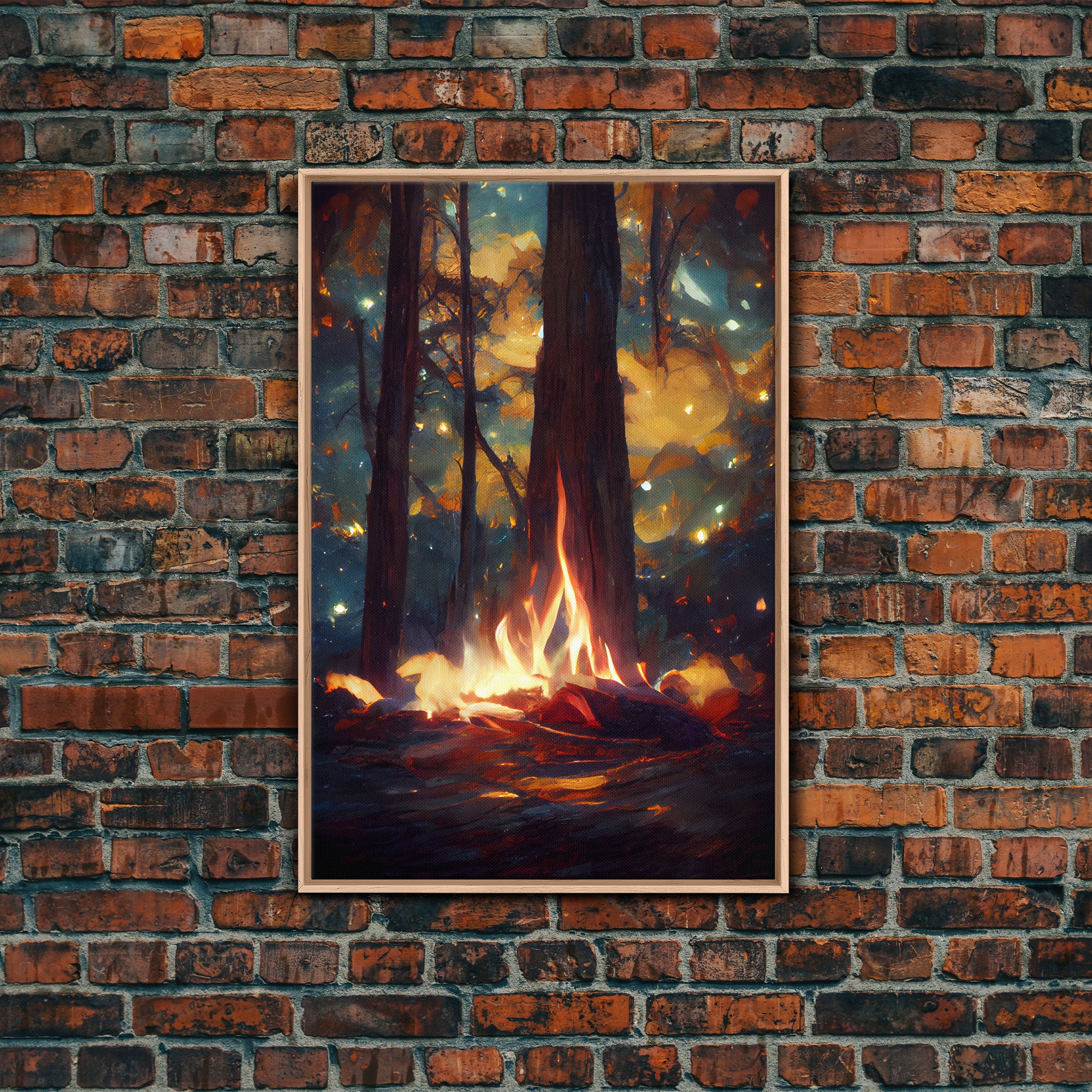 Abstract Campfire Art, Framed Canvas Print, Ready To Hang Framed Wall ...