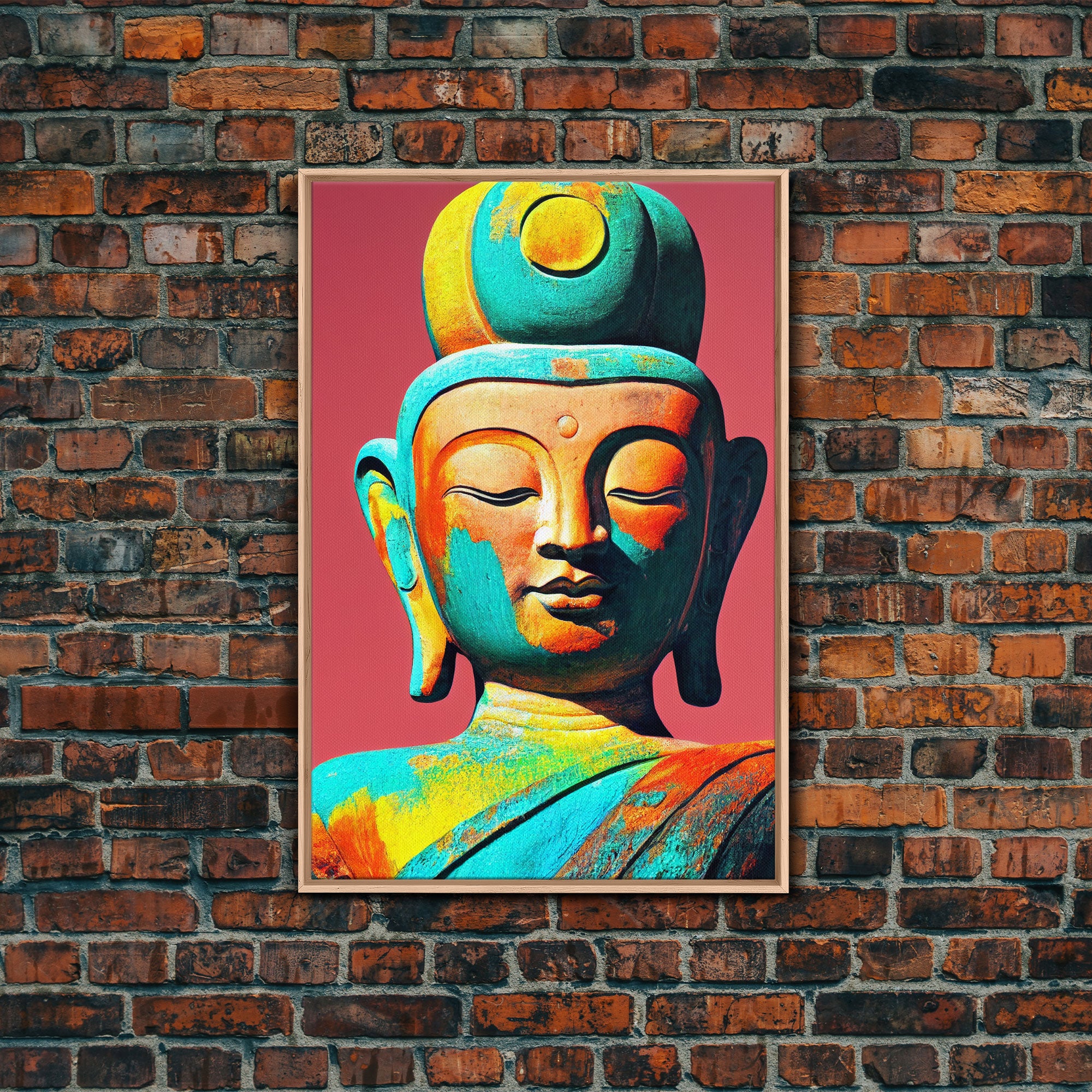 Colorful rainbow Buddha, framed canvas print zen wall art – NuevArt