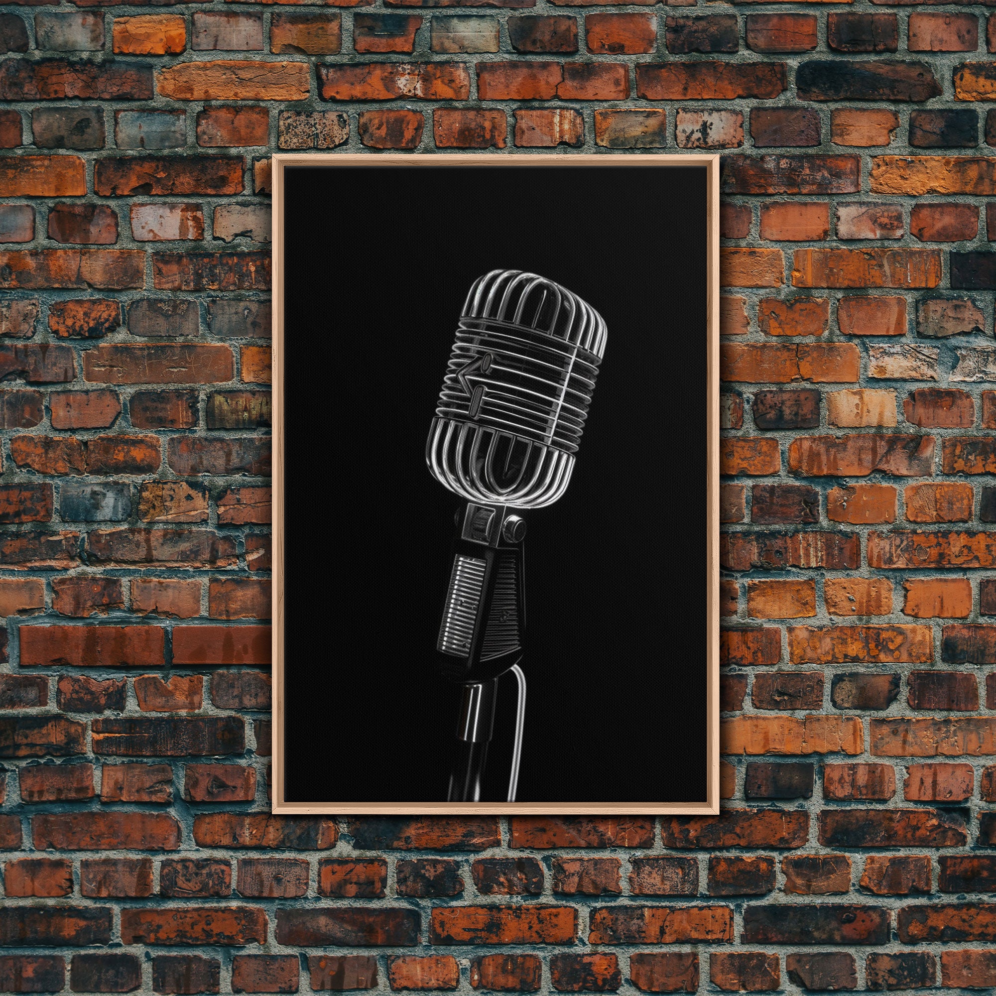 Silver Retro Microphone Wall Art, Mic Wall Art, Music Room Wall Art, M ...