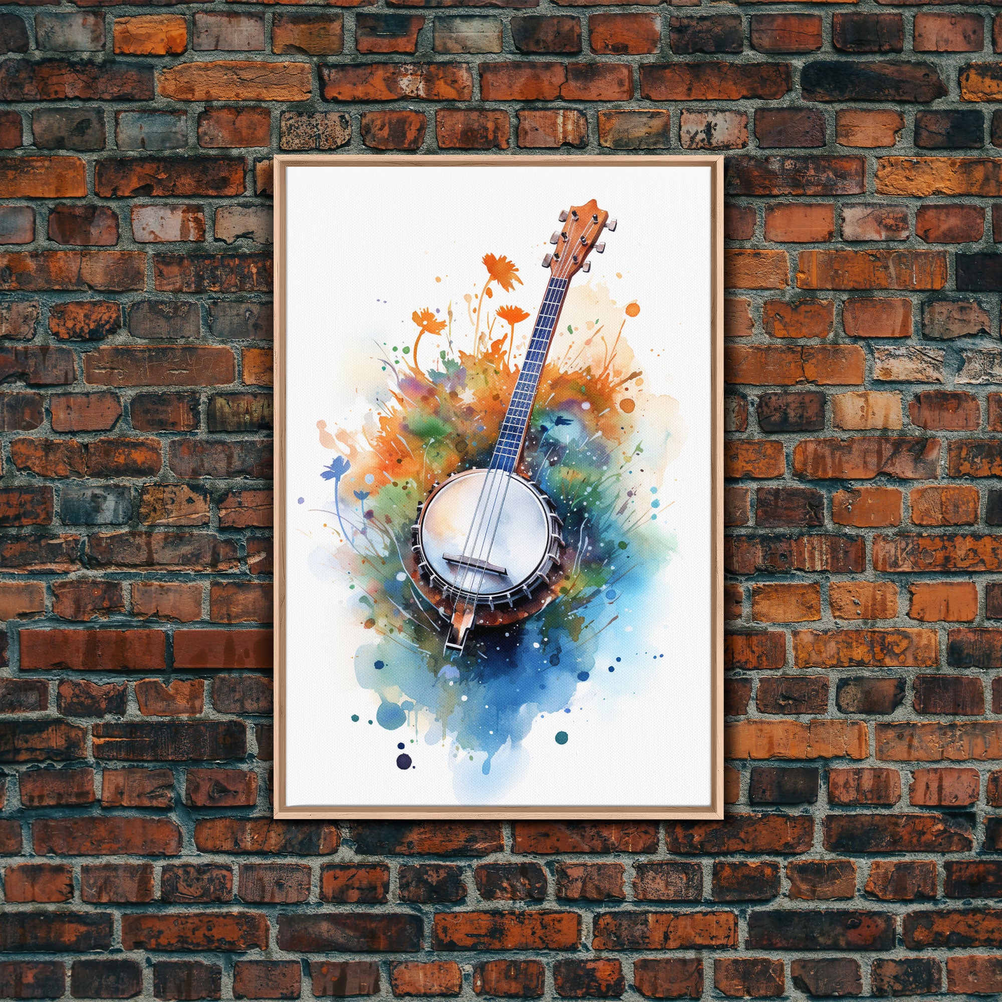 4 String Banjo Gift, Banjo Wall Art Canvas Print, Country Music Art, G ...