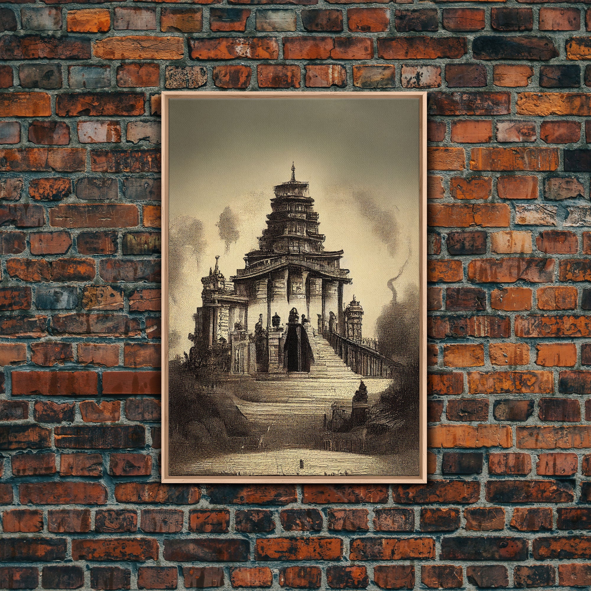 Incan Temple diagram art, canvas print, unique Mayan or Incan style te ...