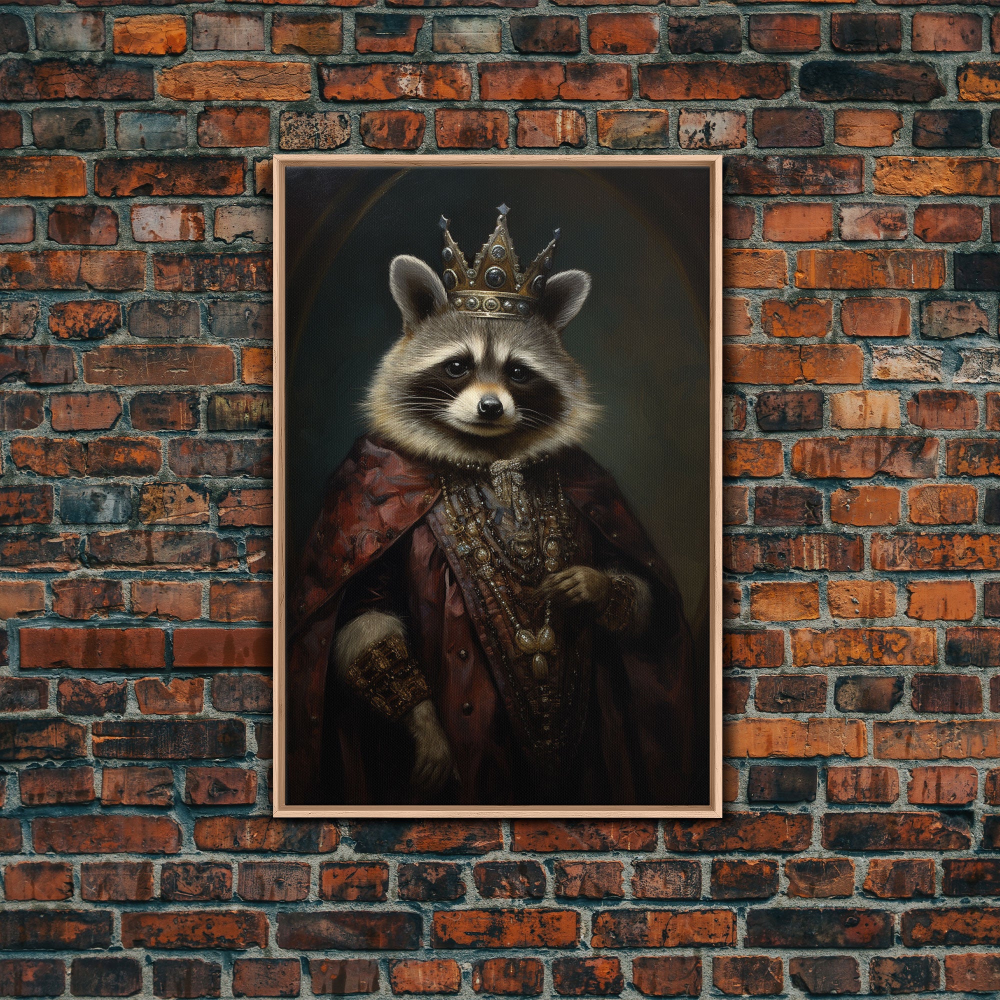The Raccoon King, Framed Canvas Print Or Canvas, Victorian Animal Prin ...