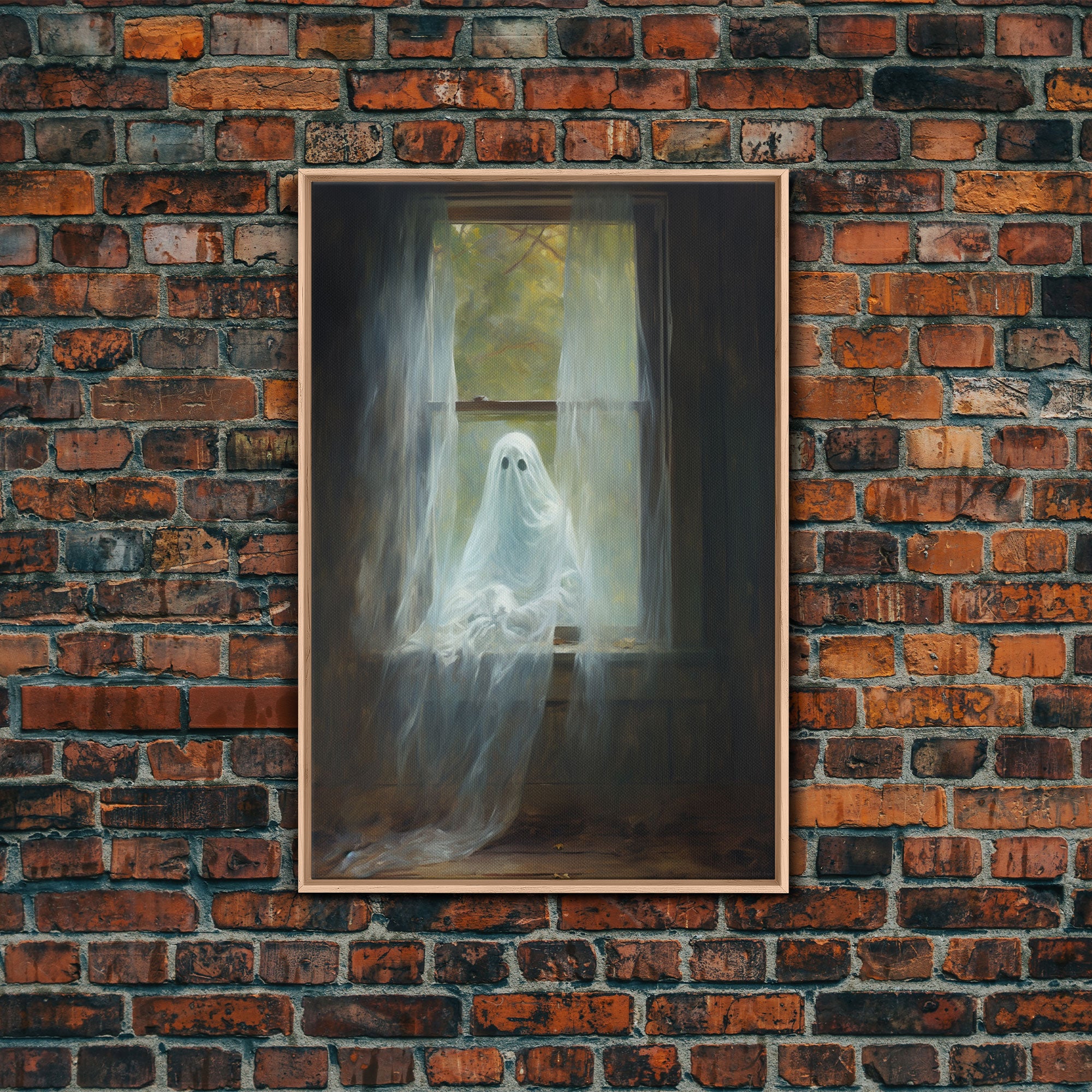 The Ghost In The Window, Halloween Wall Art, Vintage Canvas, Art Canva ...