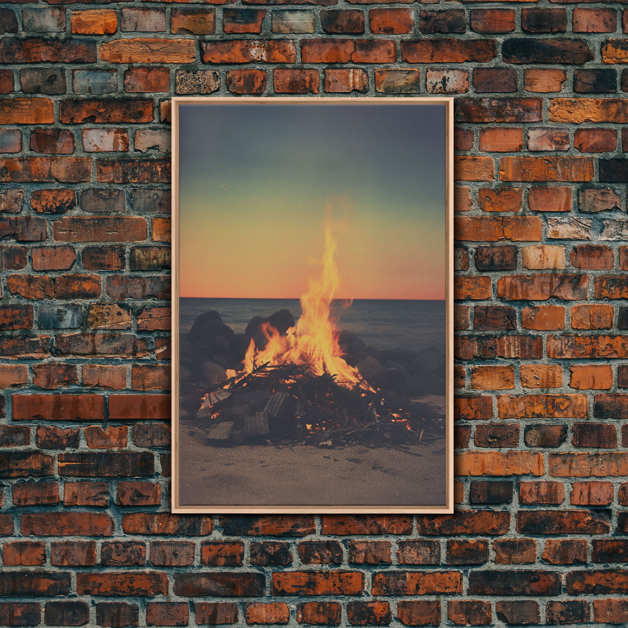 Campfire Wall Art, Beach Wall Art, Coastal Print, Canvas Print, Wall H ...