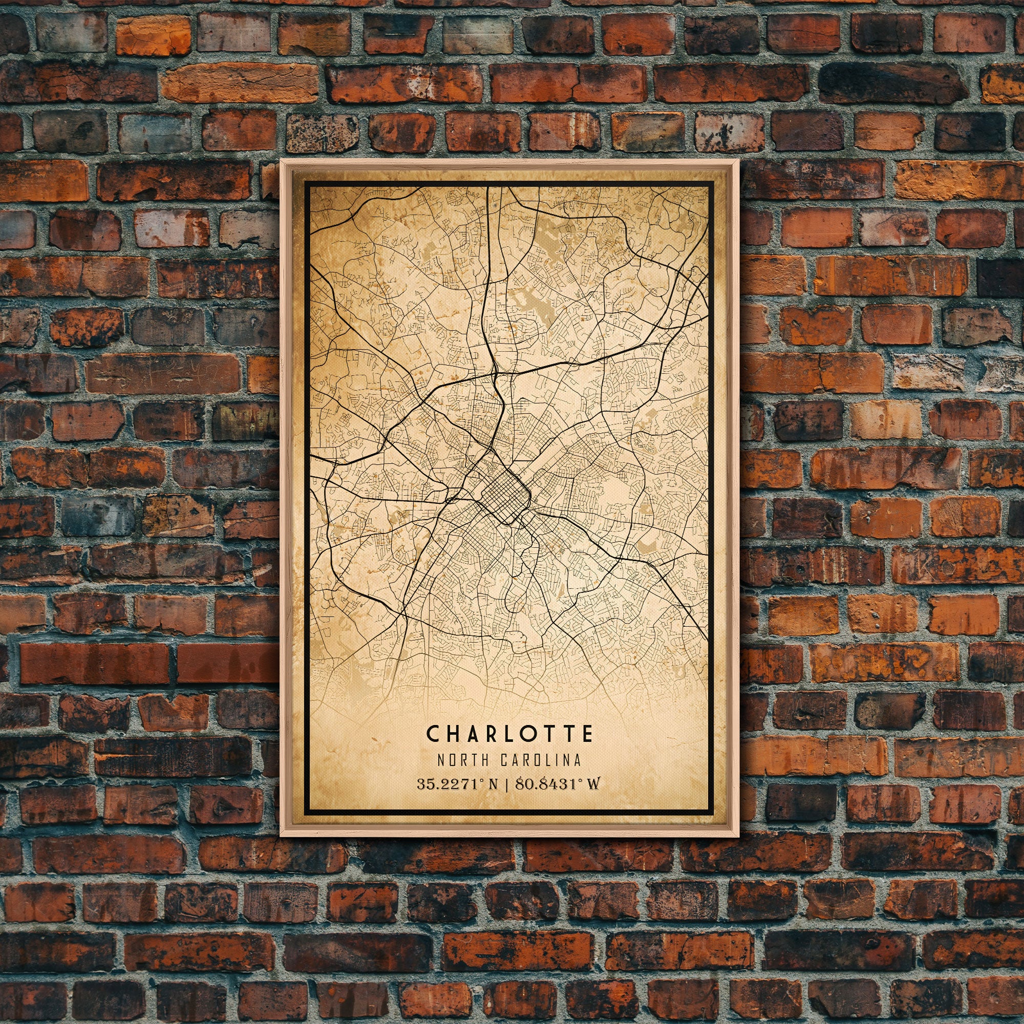 Charlotte Map Poster Or Canvas Print, Charlotte NC Map Print, Charlott ...