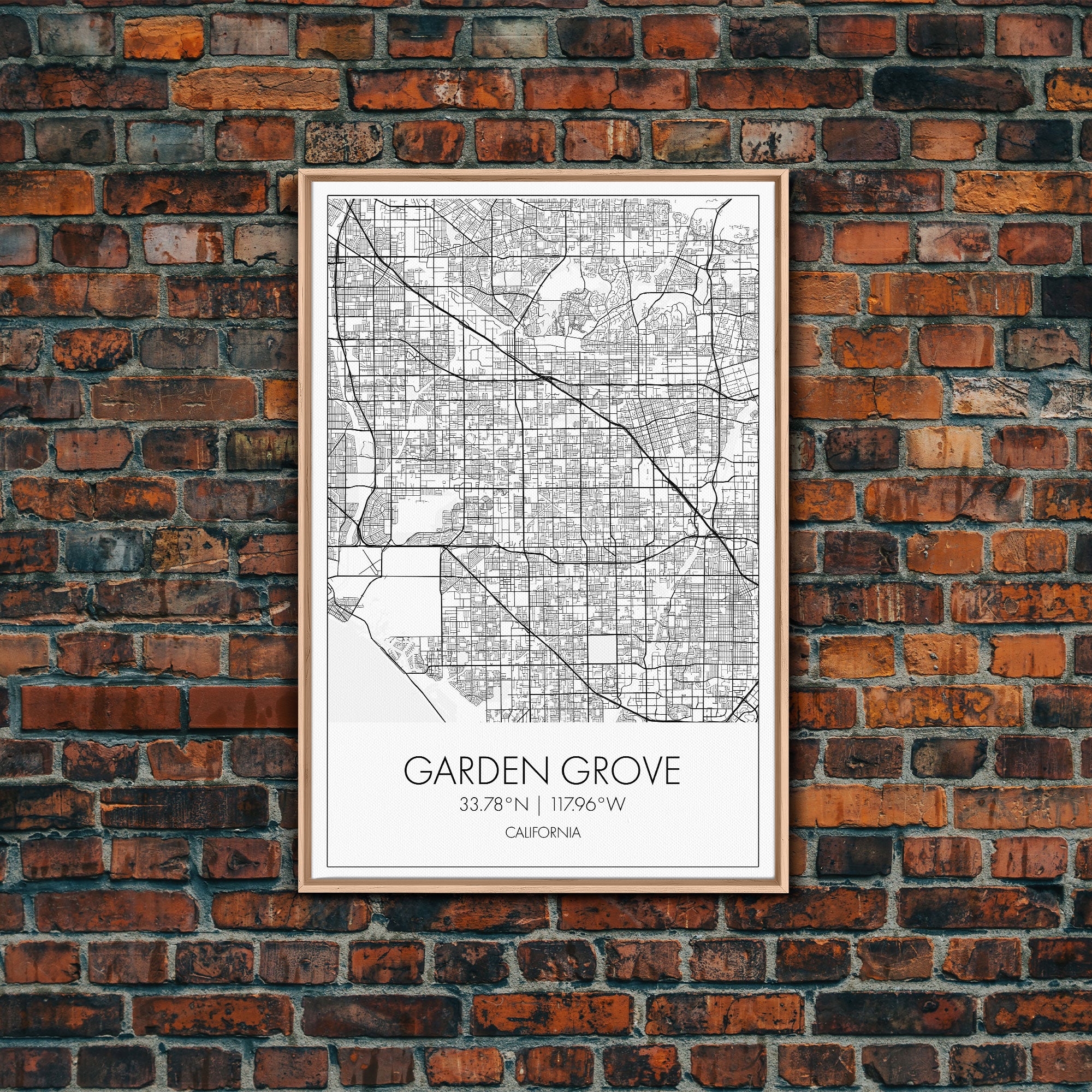 Garden Grove Street Map, California Map, City Map Art, Minimalist Art ...