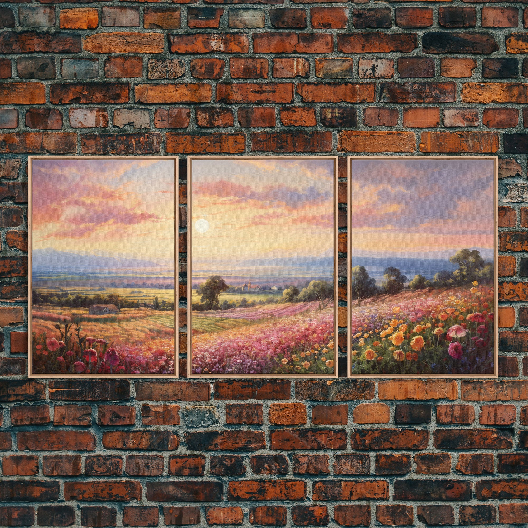 French Countryside Art, 3 Panel Art, Framed Canvas Prints, Extra Large ...