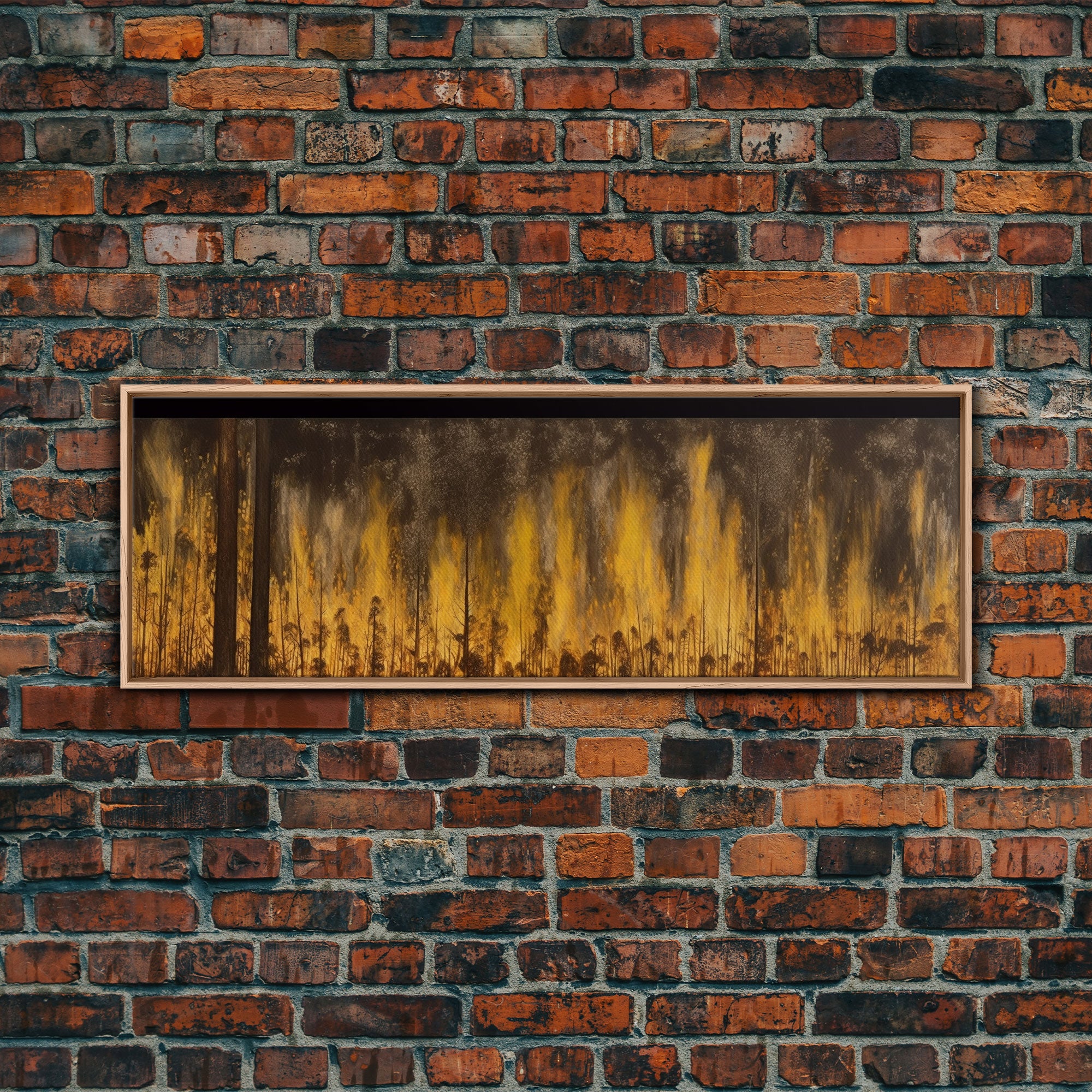 Forest On Fire, Yellow Flames Wall Decor, Extra Large Wall Art, Wall D ...
