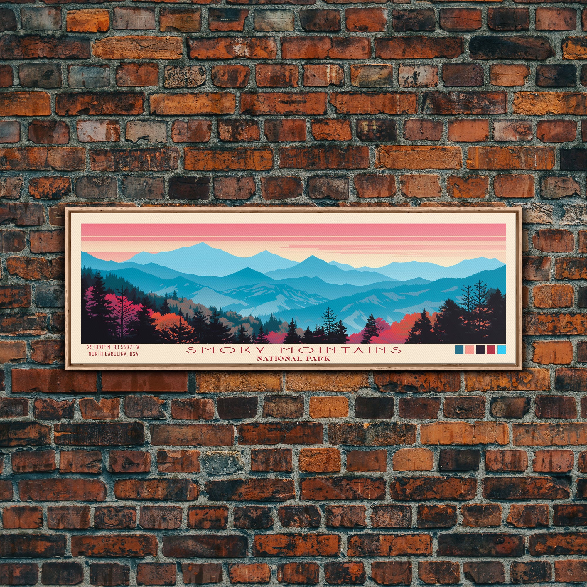 Smoky Mountains National Park, Panoramic North Carolina Travel Art, Na ...