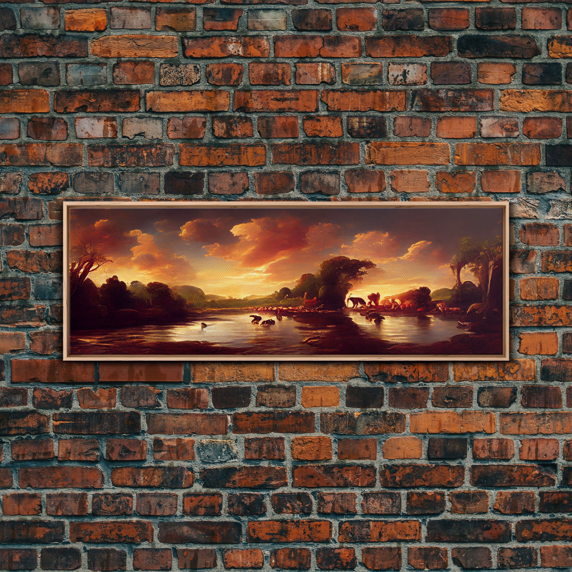 Prehistoric Abstract Landscape Art, Ready To Hang Canvas Print, Panora ...