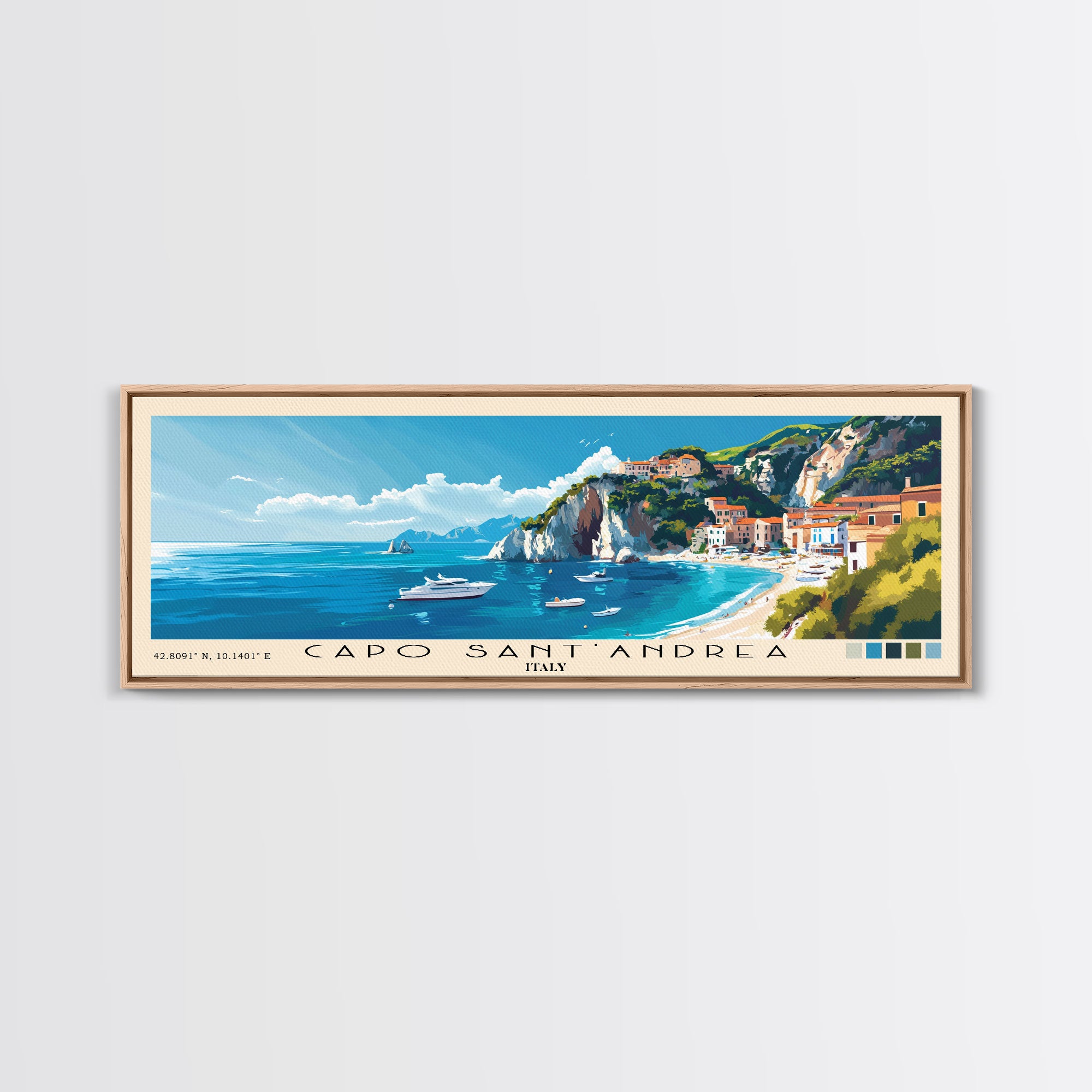 Capo Sant’Andrea, Italy Panoramic Beach Print, Vacation Gift, Italy Wa ...