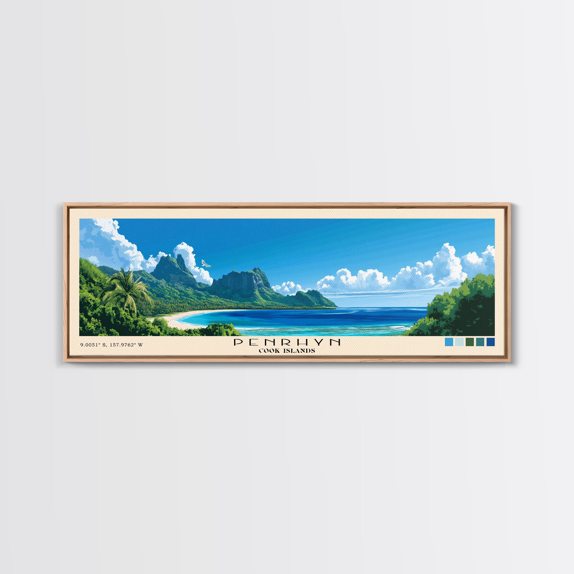 Penrhyn, Cook Islands Panoramic Beach Print, Vacation Gift, Cook Islan ...