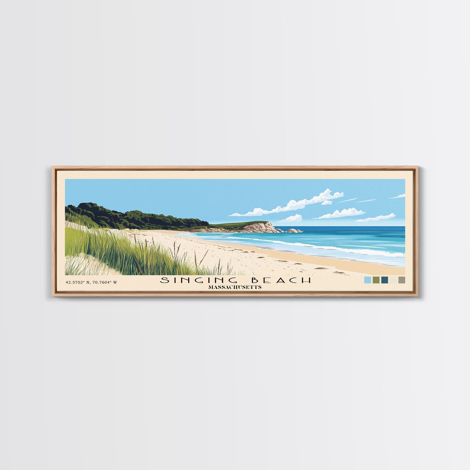 Singing Beach, Massachusetts Panoramic Beach Print, Vacation Gift, Mas ...
