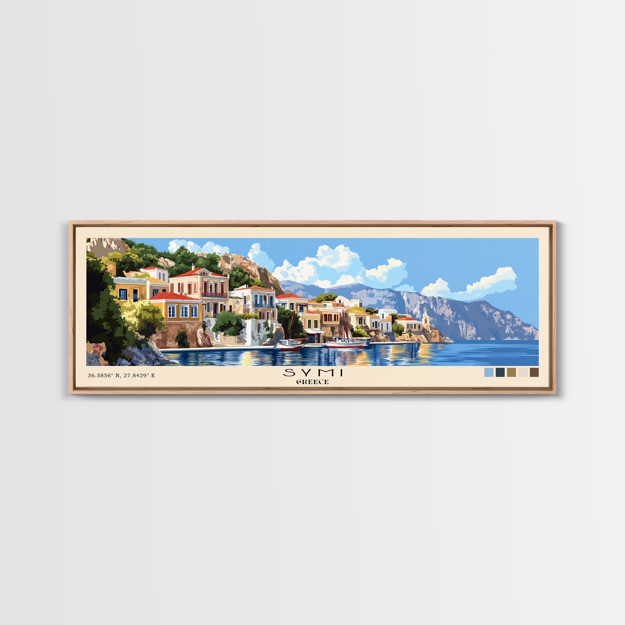 Symi, Greece Panoramic Beach Print, Vacation Gift, Greece Wall Art, Be ...
