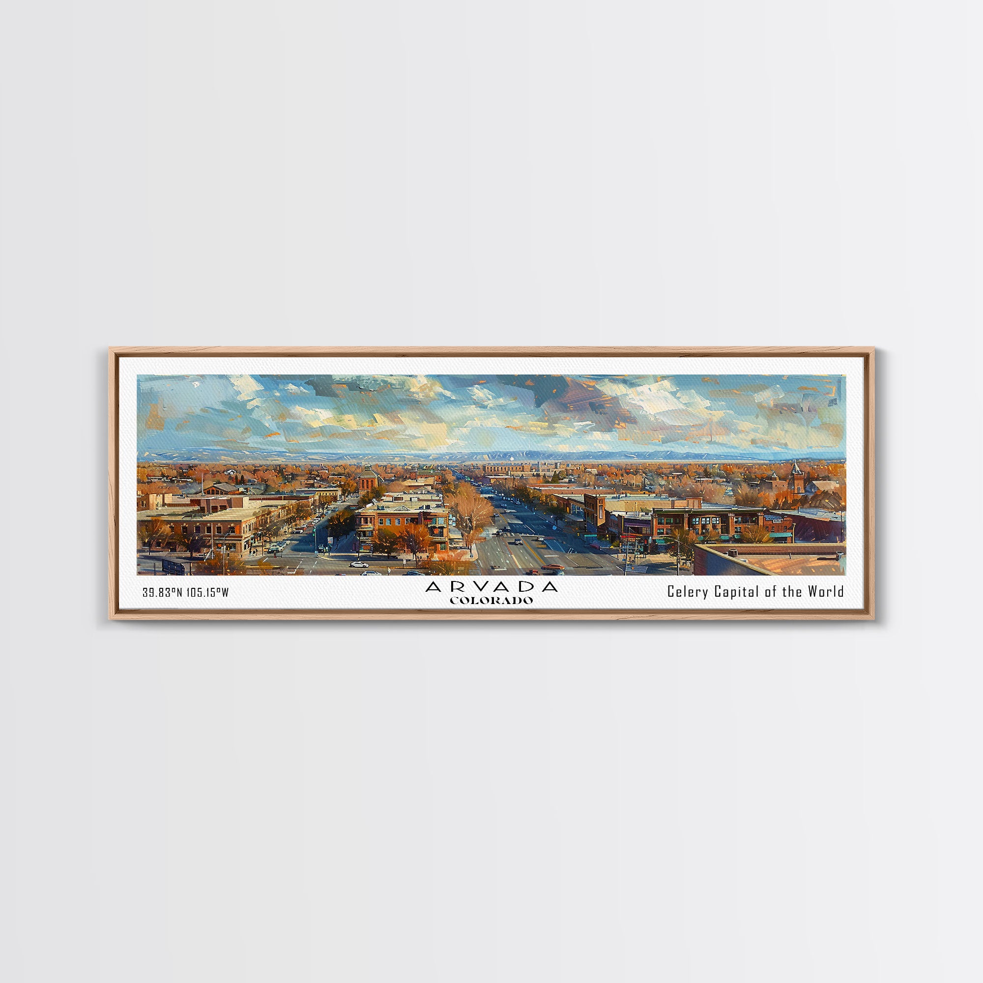 Arvada Colorado Panoramic Painting, Watercolor Framed Canvas Print, Sc ...