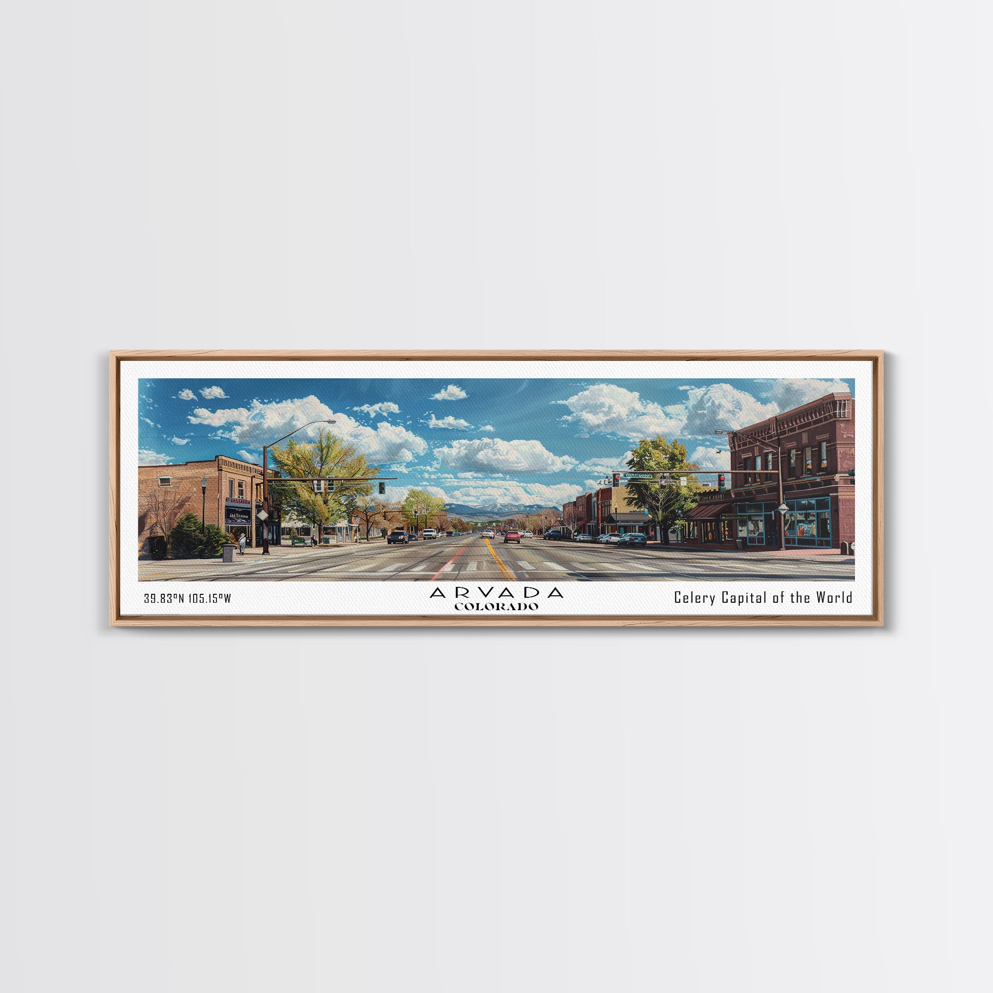 Arvada Colorado Panoramic Painting, Watercolor Framed Canvas Print, Sc ...