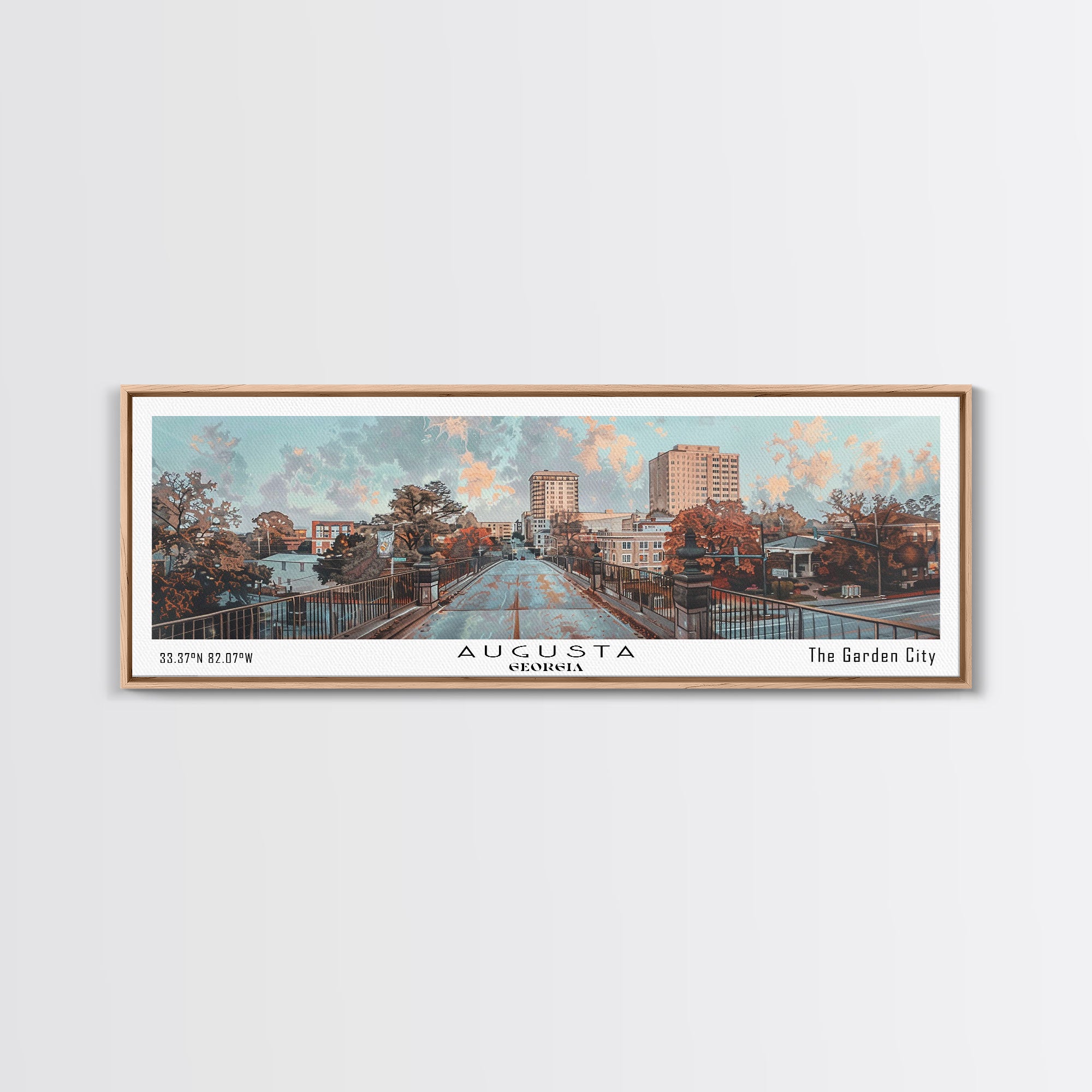 Augusta Georgia Panoramic Painting, Watercolor Framed Canvas Print, Sc ...