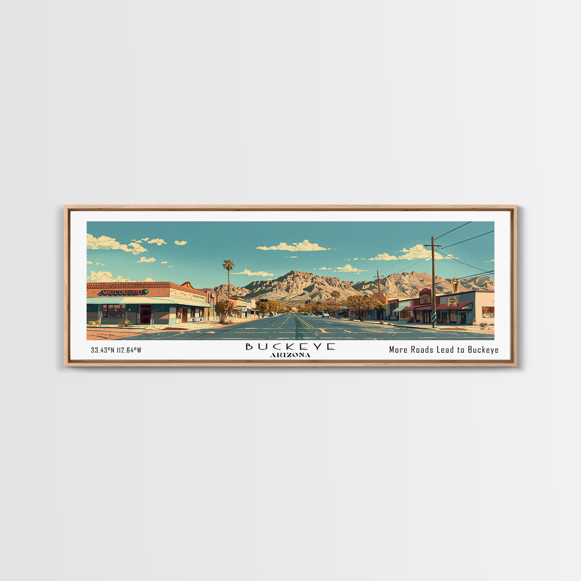 Buckeye Arizona Panoramic Painting, Mid Century Modern Framed Canvas P ...