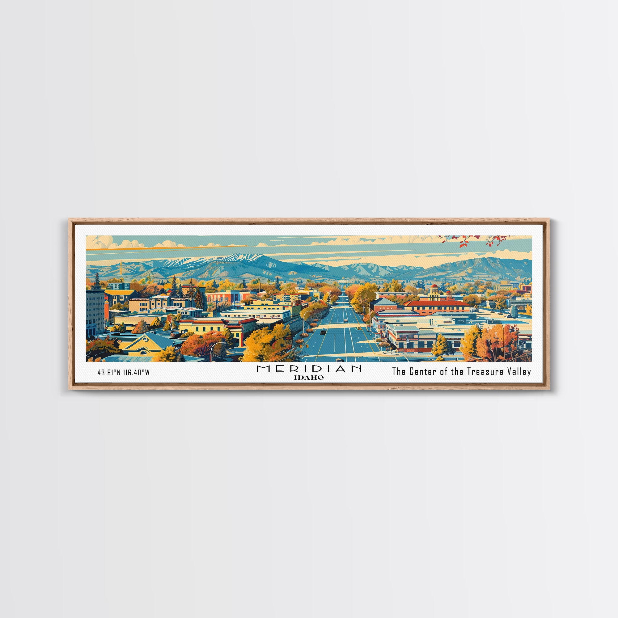 Meridian Idaho Panoramic Painting, Mid Century Modern Framed Canvas Pr ...