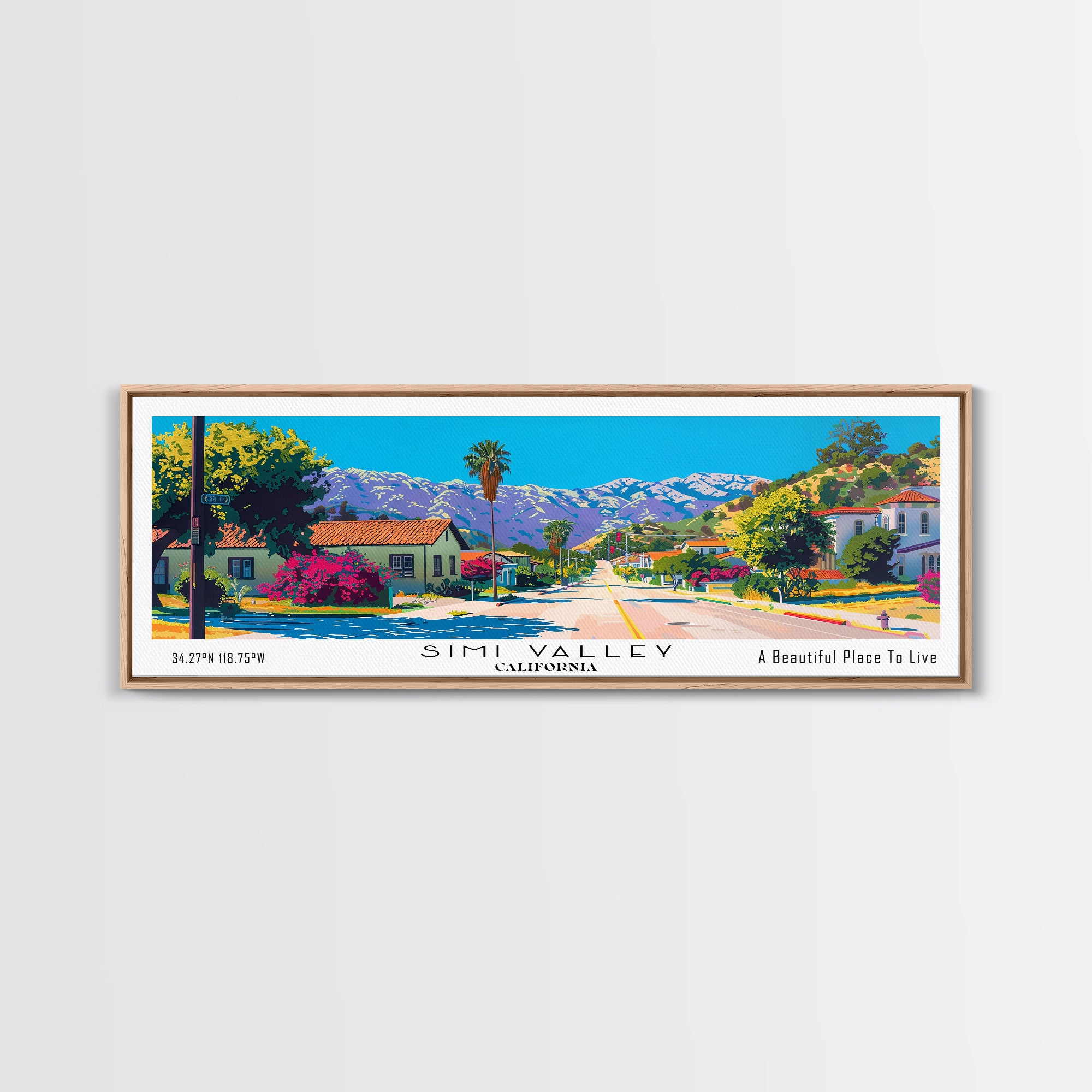 Simi Valley California Panoramic Painting, Mid Century Modern Framed C ...