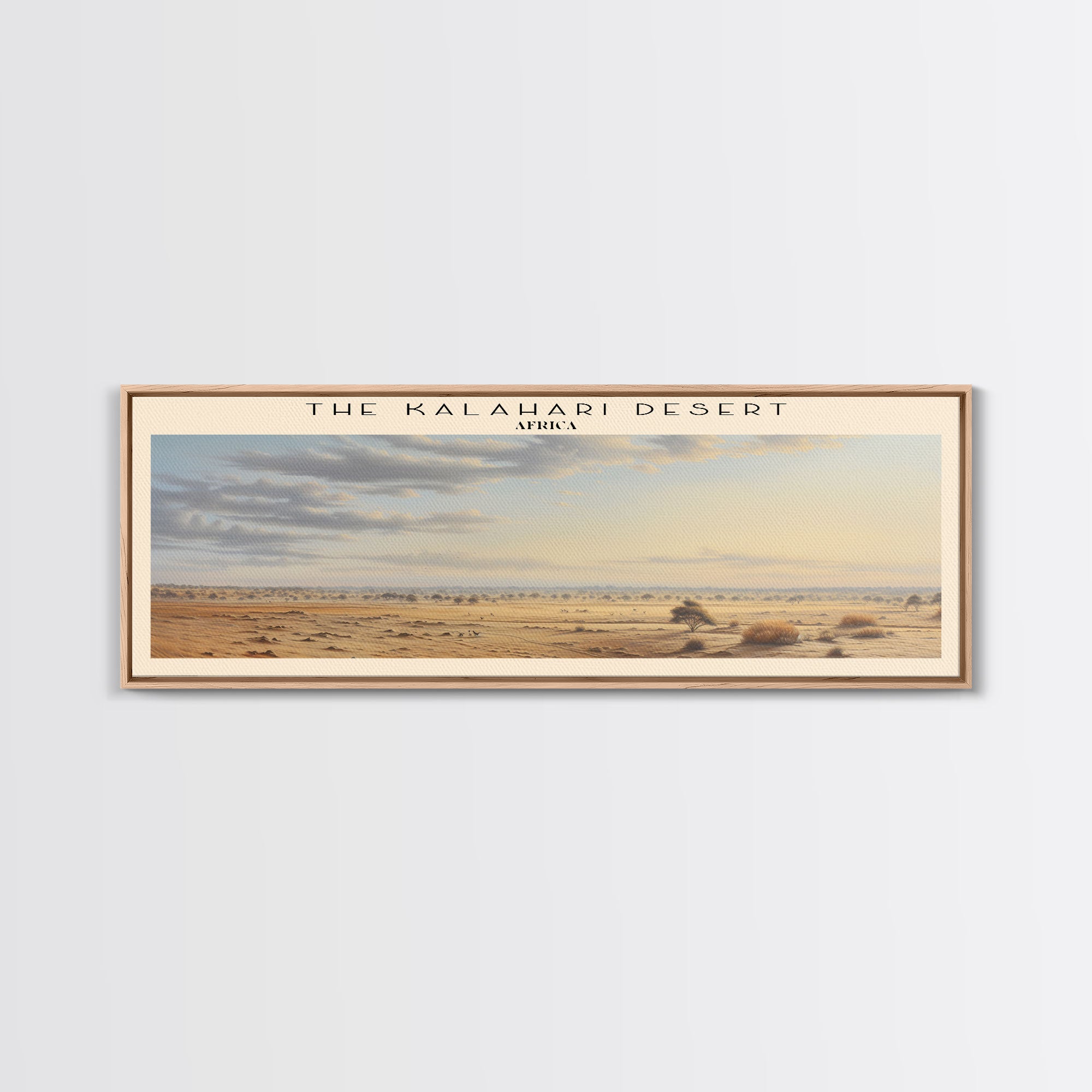 The Kalahari Desert Retro Style Travel Poster - Framed Canvas Print ...