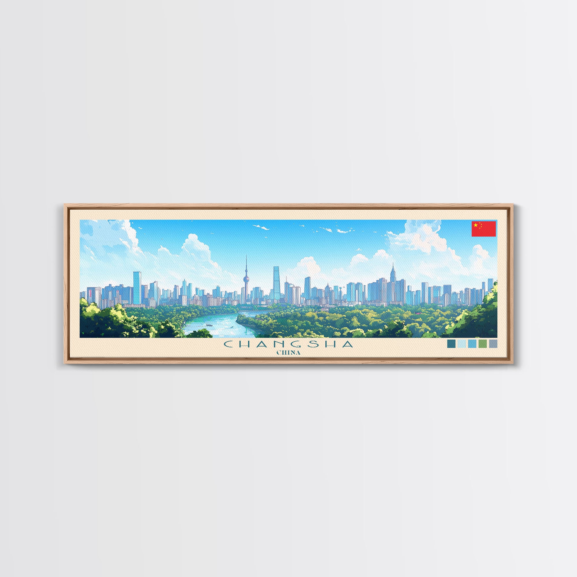 Changsha, China Panoramic Travel Poster Canvas Print, Changsha, China ...