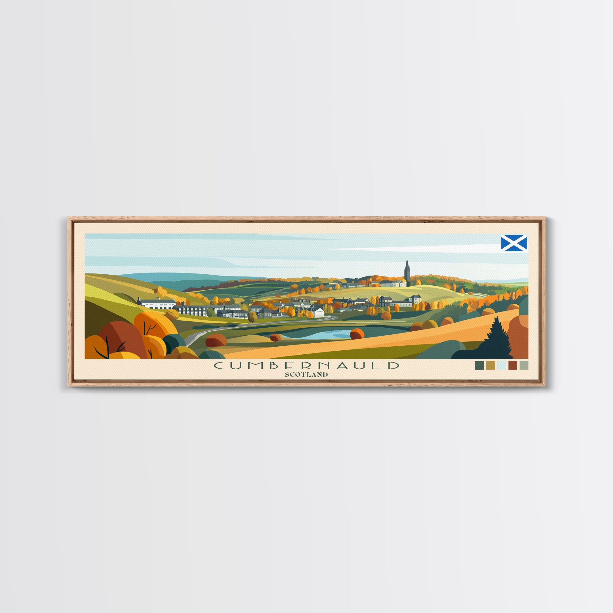 Cumbernauld, Scotland Panoramic Travel Poster Canvas Print, Cumbernaul ...