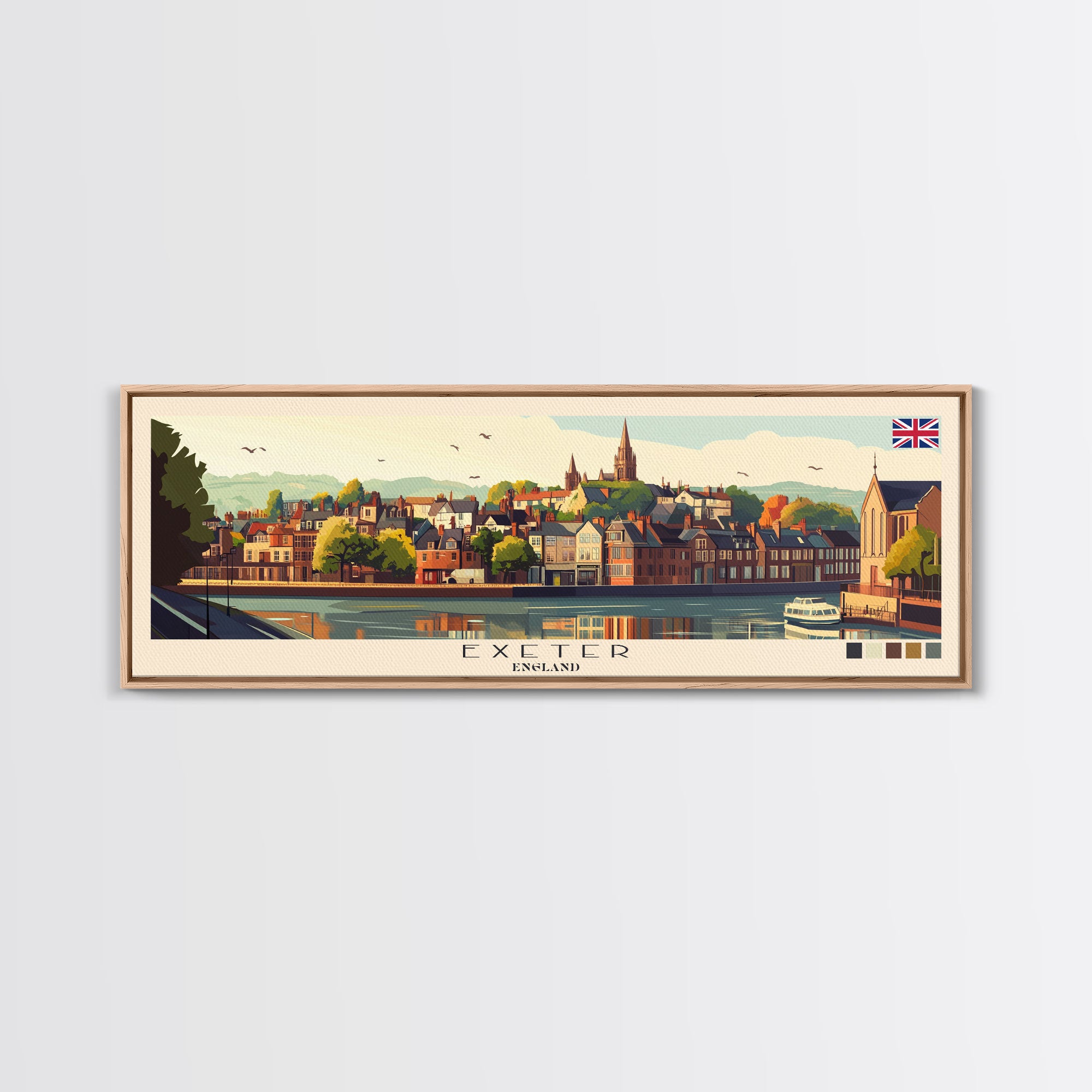 Panoramic Travel Poster Exeter, England Canvas Print, Exeter, England ...