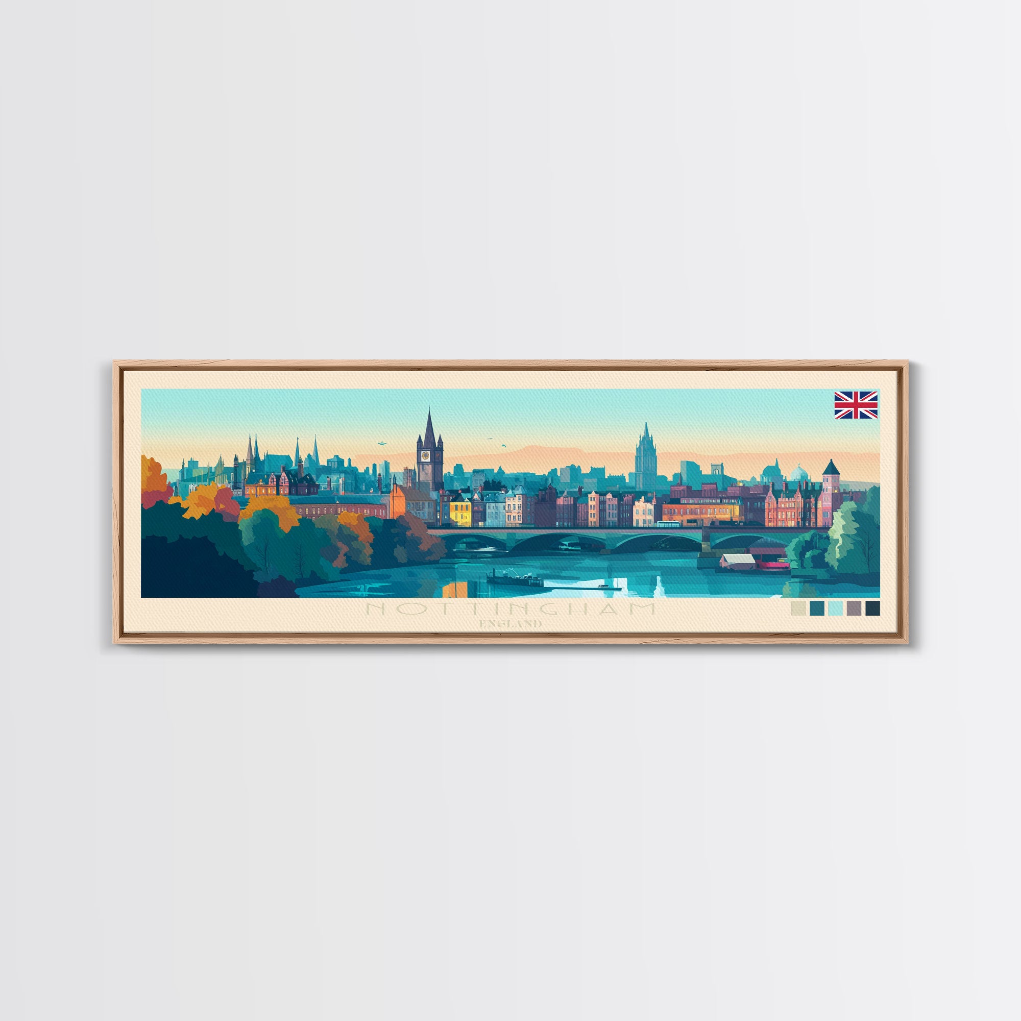 Nottingham, England Panoramic Travel Poster Canvas Print, Nottingham ...