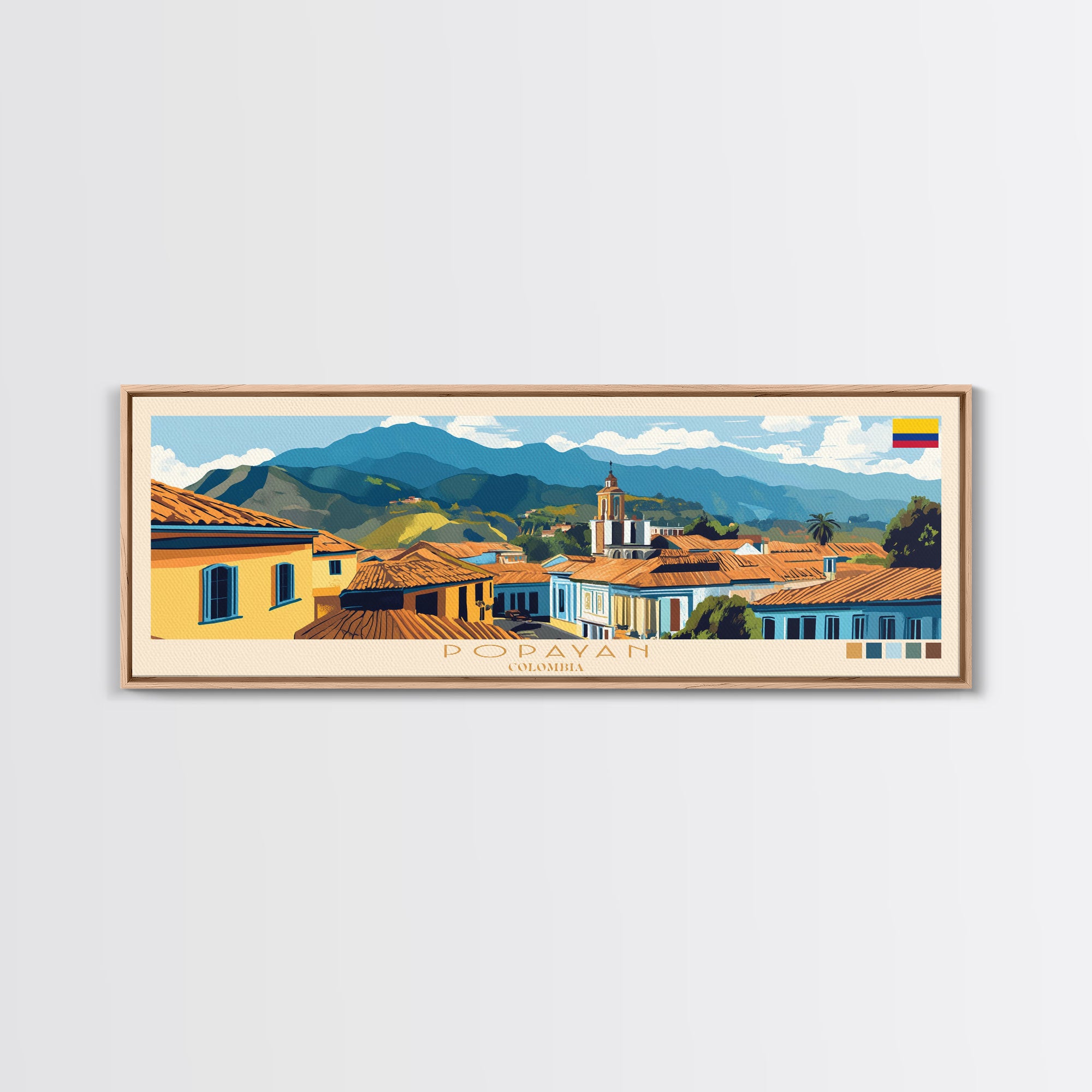 Popayan, Colombia Panoramic Travel Poster Canvas Print, Popayan, Colom ...