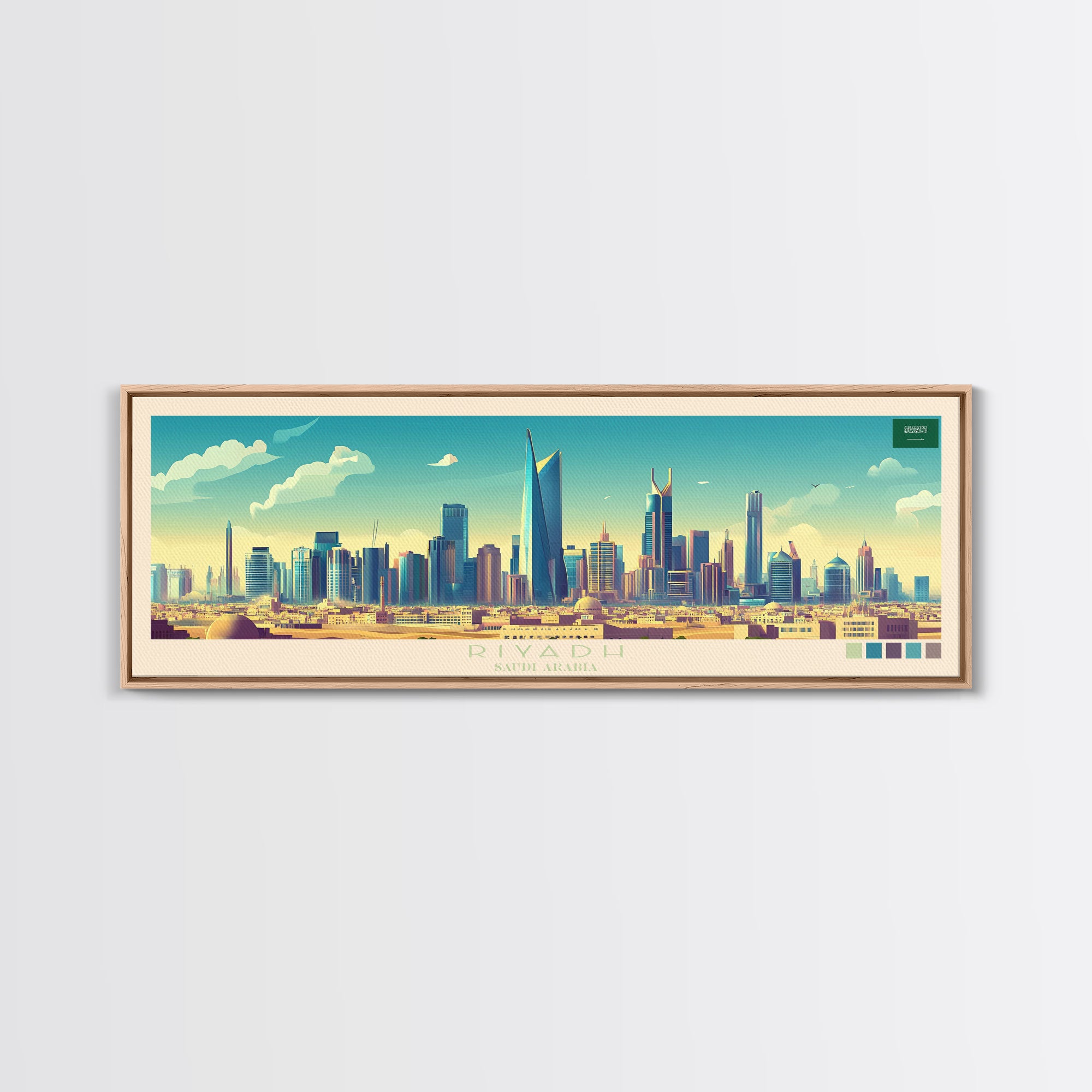 Panoramic Travel Poster Riyadh, Saudi Arabia Canvas Print, Riyadh, Sau ...