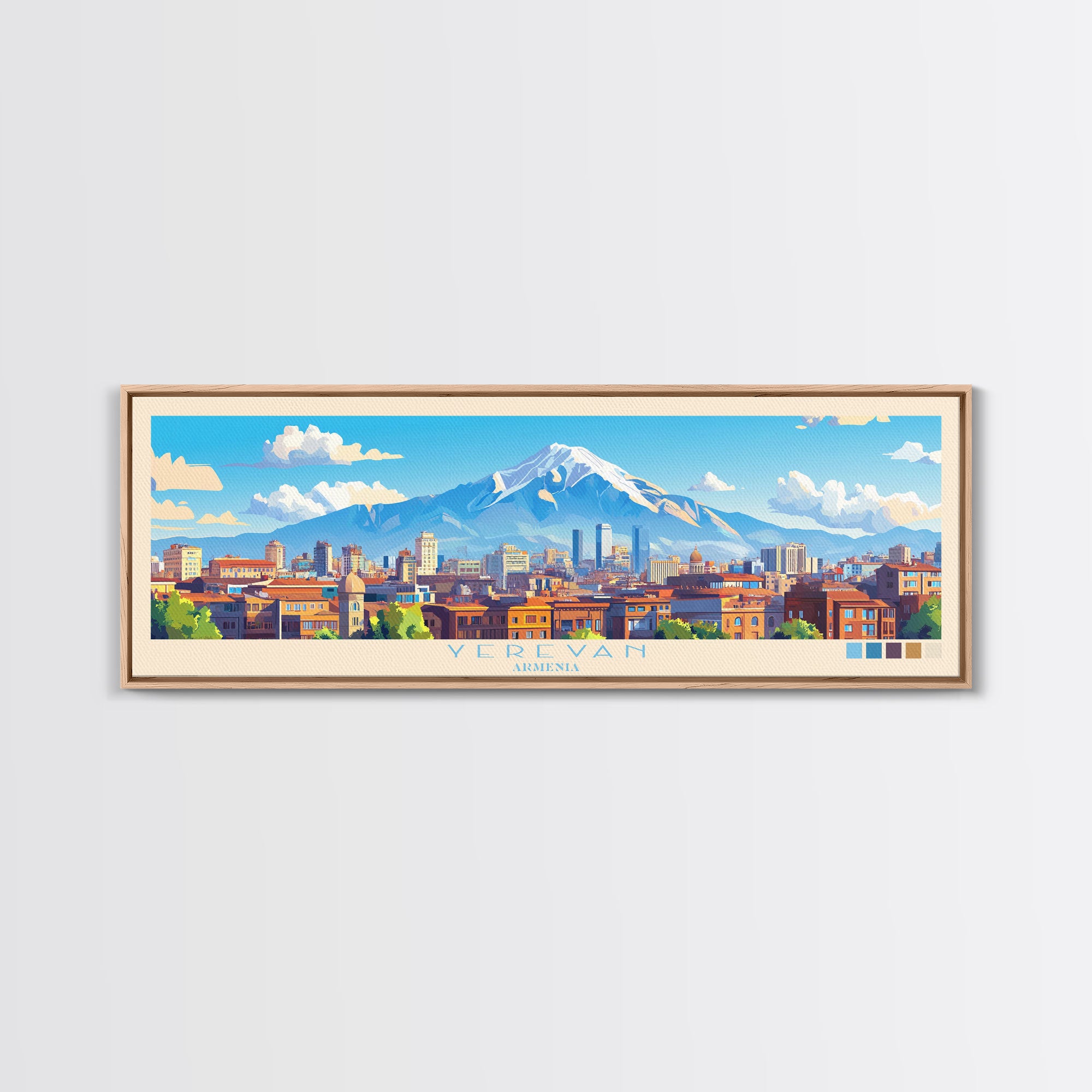 Yerevan, Armenia Panoramic Travel Poster Canvas Print, Yerevan, Armeni ...