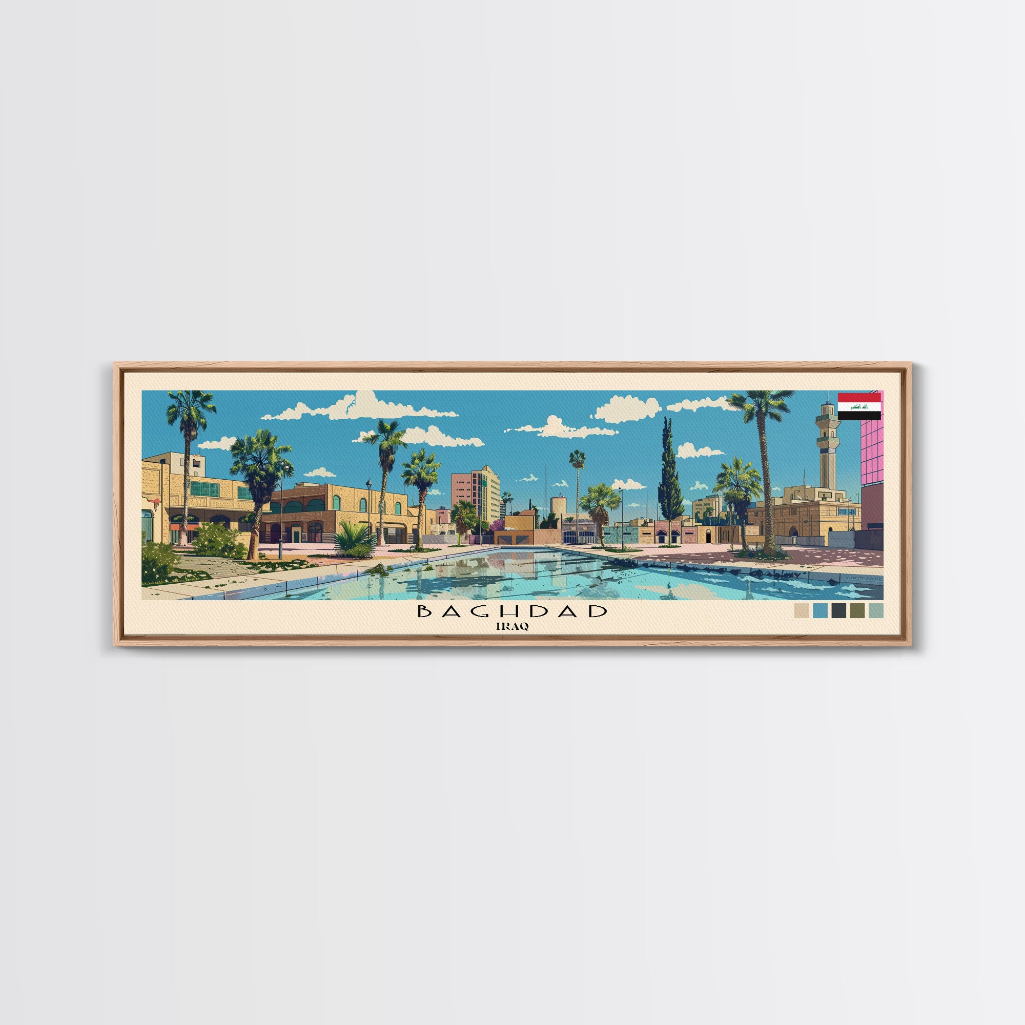 Baghdad, Iraq Panoramic Canvas Print, Baghdad, Iraq Painting, Iraq Art ...