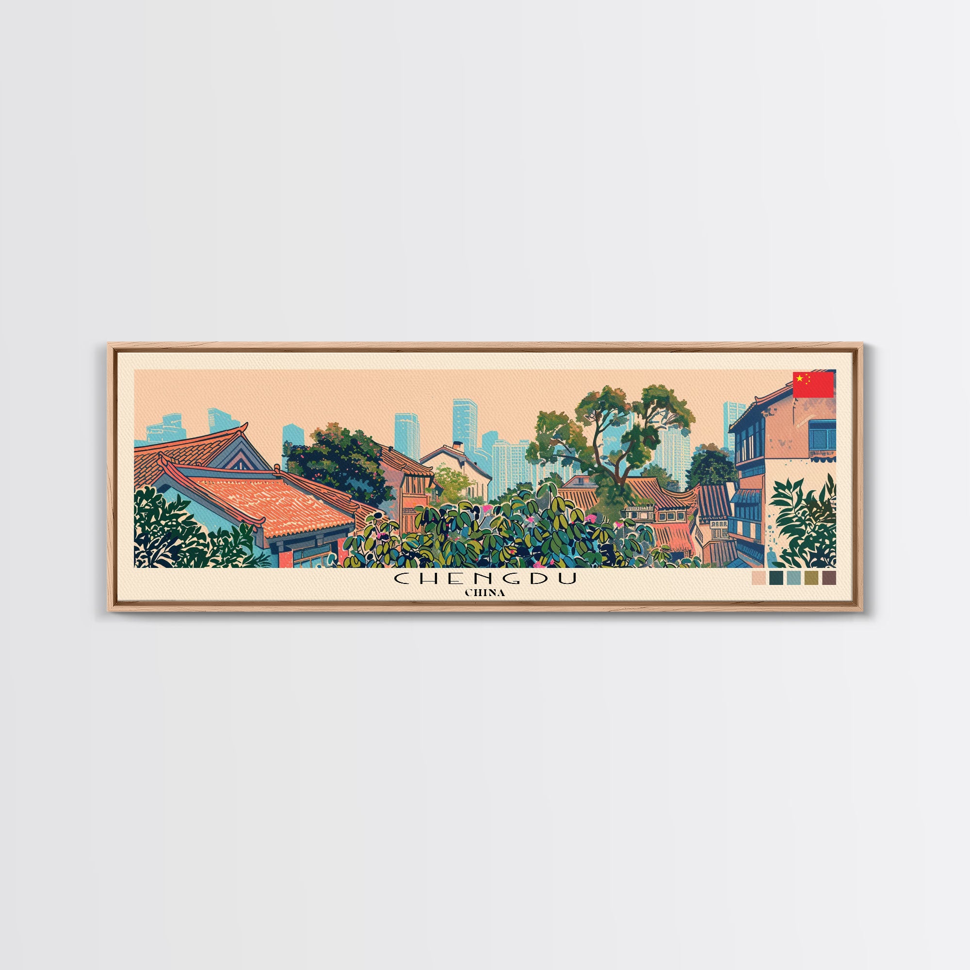 Chengdu, China Panoramic Canvas Print, Chengdu, China Painting, China ...
