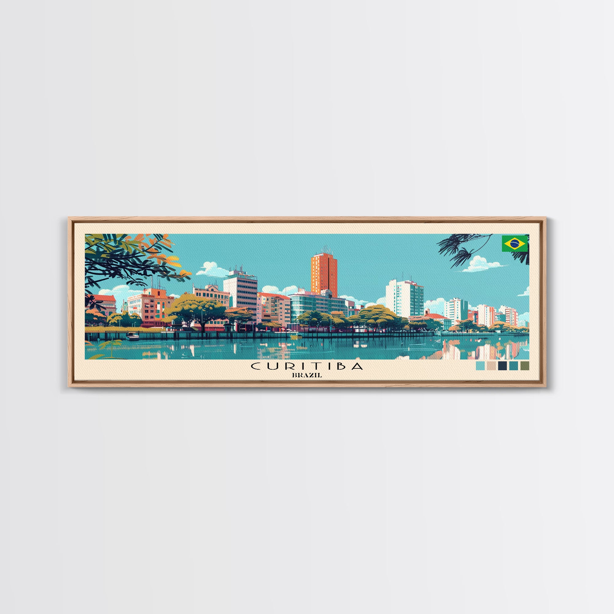 Curitiba, Brazil Panoramic Canvas Print, Curitiba, Brazil Painting, Br ...