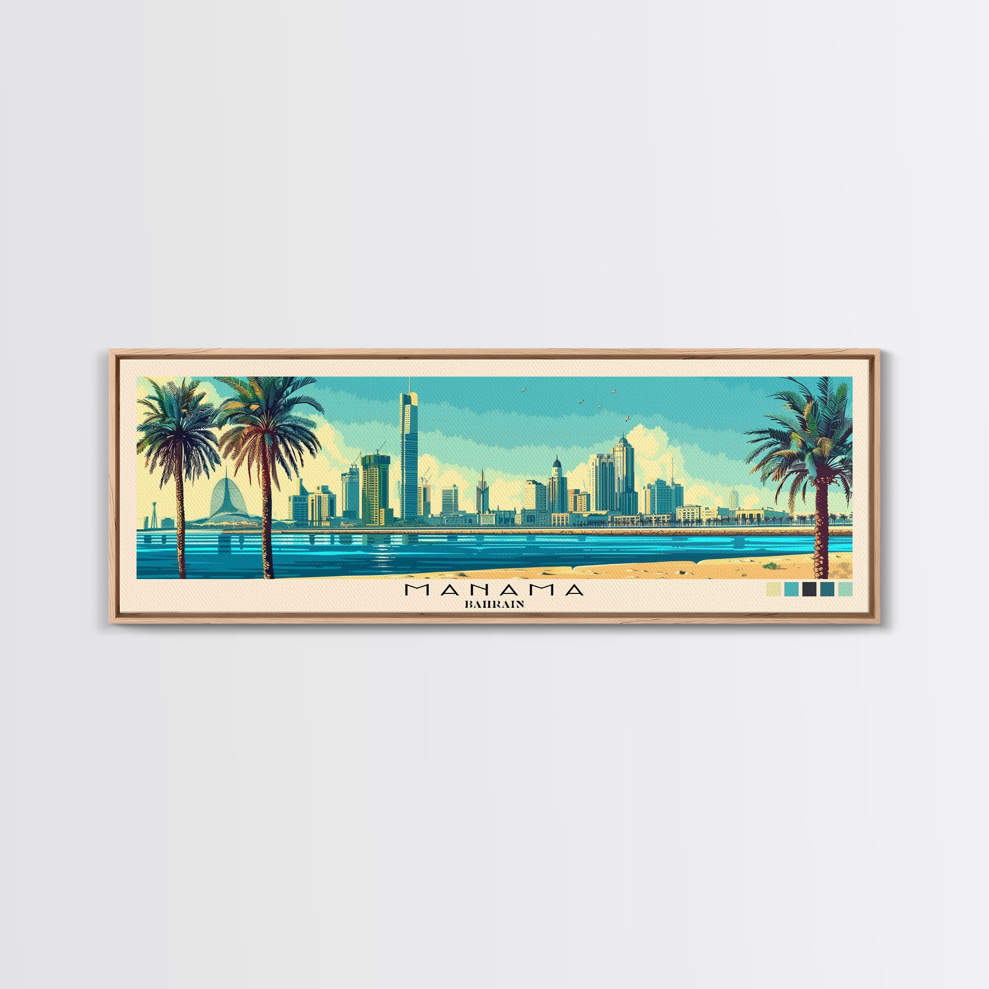 Manama, Bahrain Panoramic Canvas Print, Manama, Bahrain Painting, Bahr ...