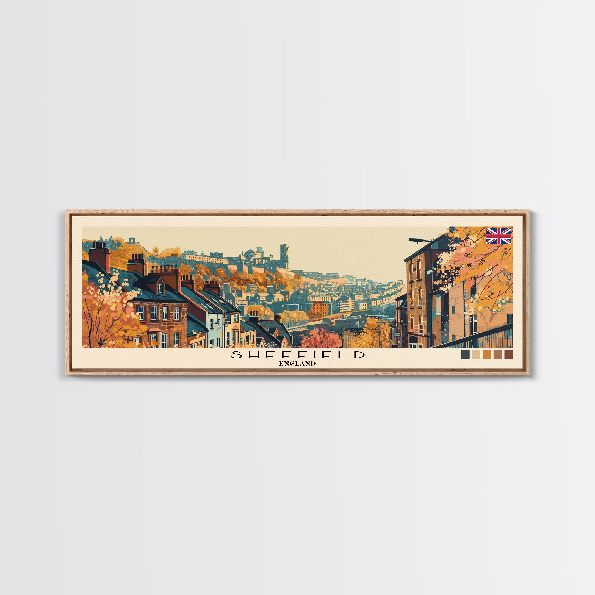 Sheffield, England Panoramic Canvas Print, Sheffield, England Painting ...